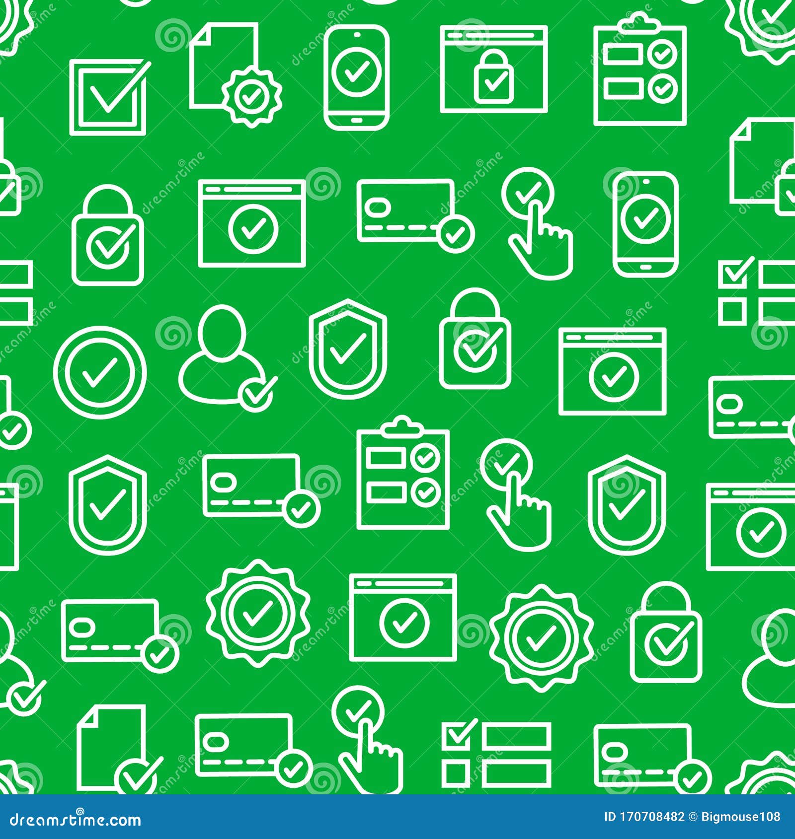 Check Mark Signs Thin Line Seamless Pattern Background. Vector Stock ...