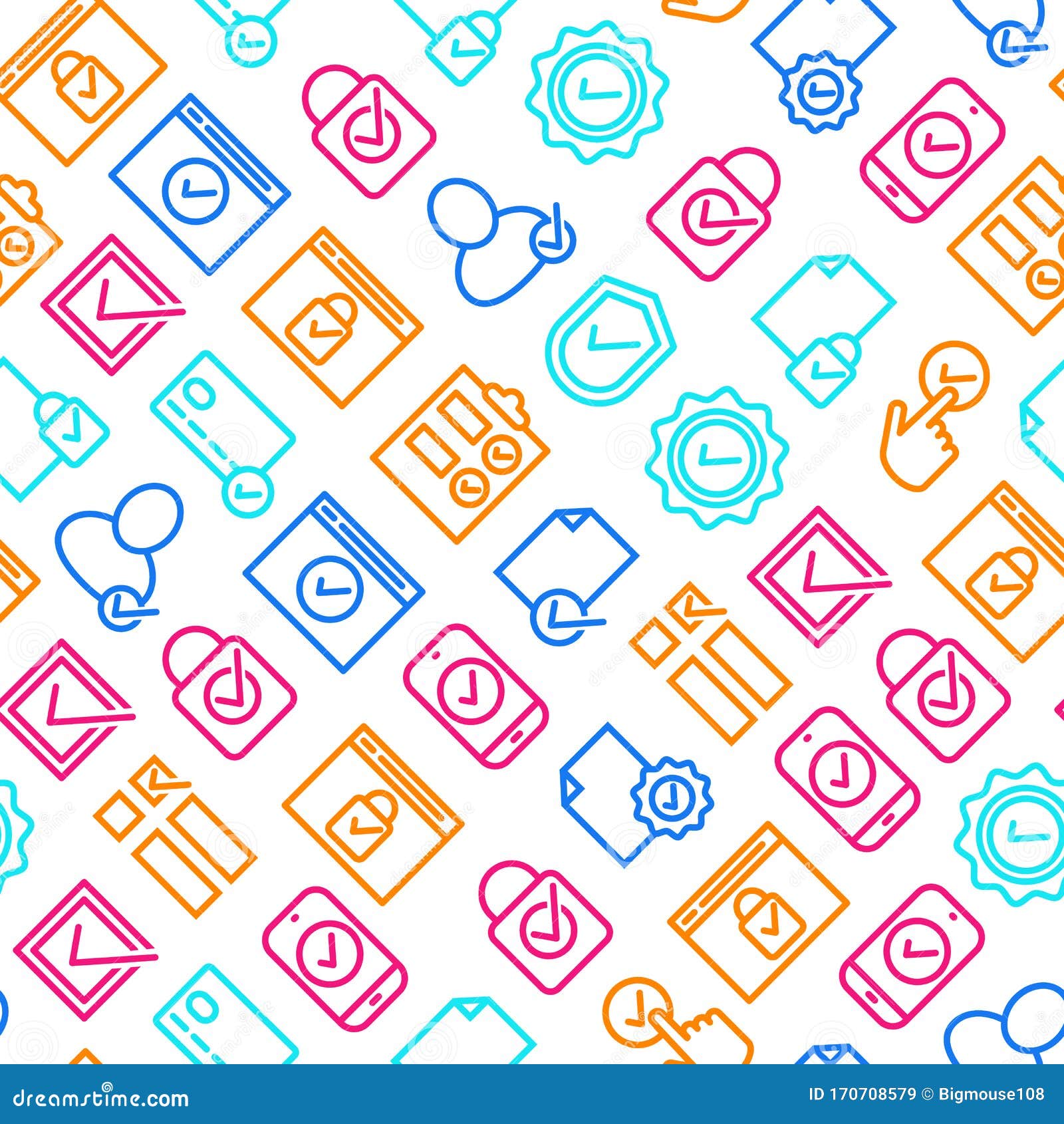 Check Mark Signs Thin Line Seamless Pattern Background. Vector Stock ...