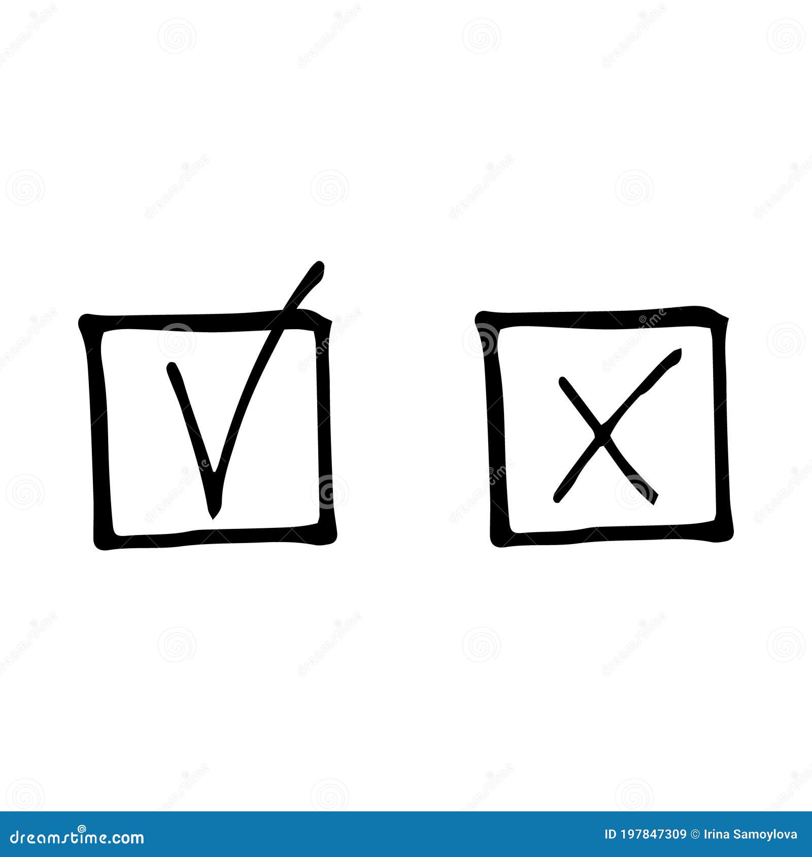 Check Mark in a Square Sketch Icon, Sticker, Poster, Hand Drawn Vector ...