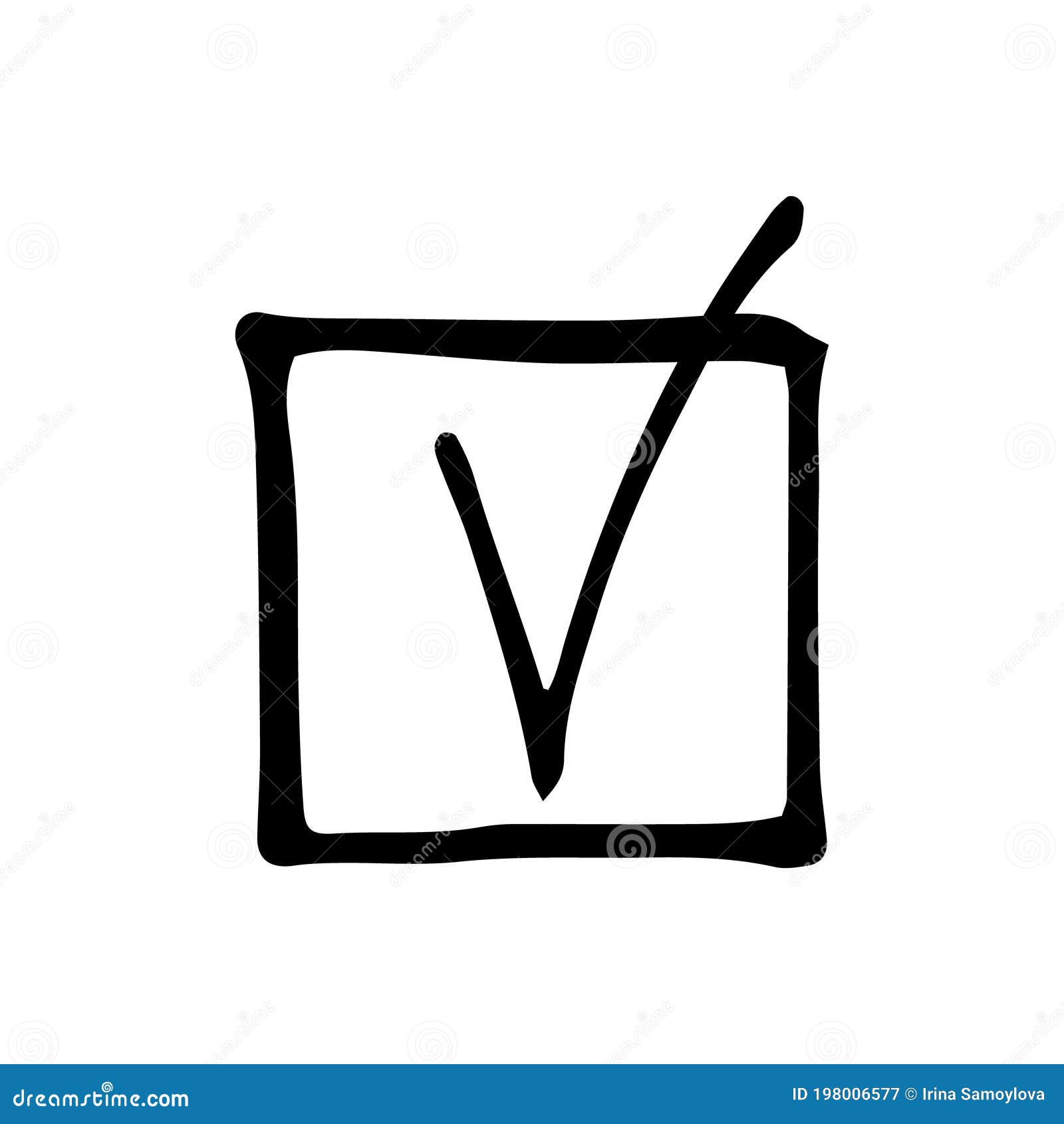 Check Mark in a Square Sketch Icon, Sticker, Poster, Hand Drawn Vector ...