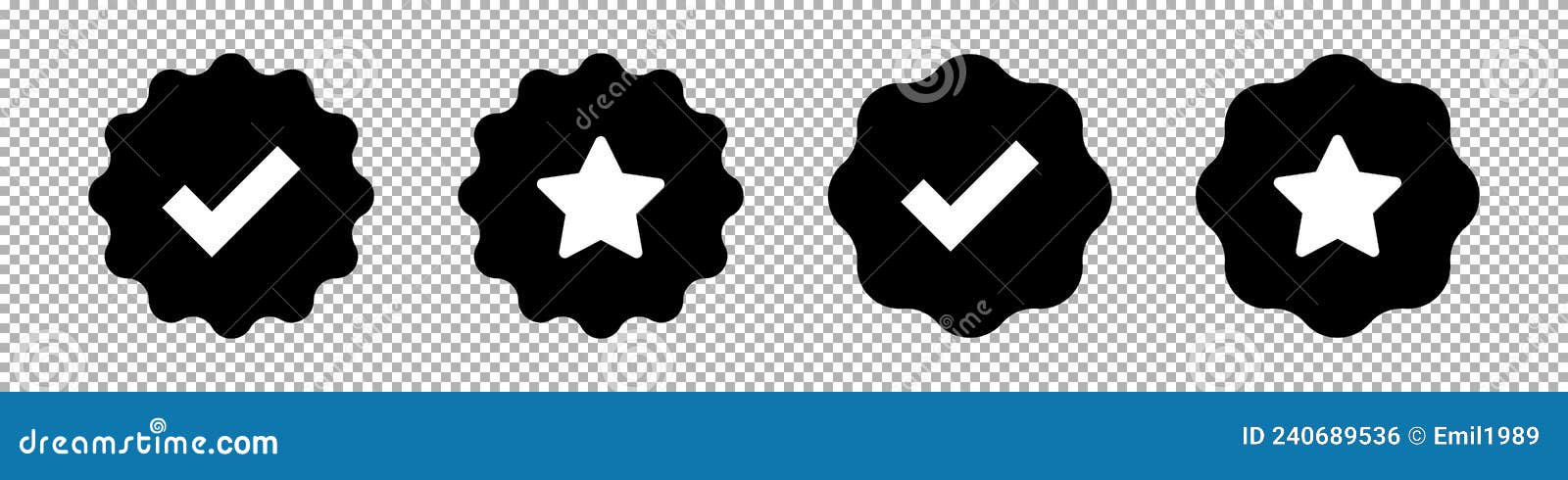Check Mark and Star Icon Set Stock Vector - Illustration of premium ...
