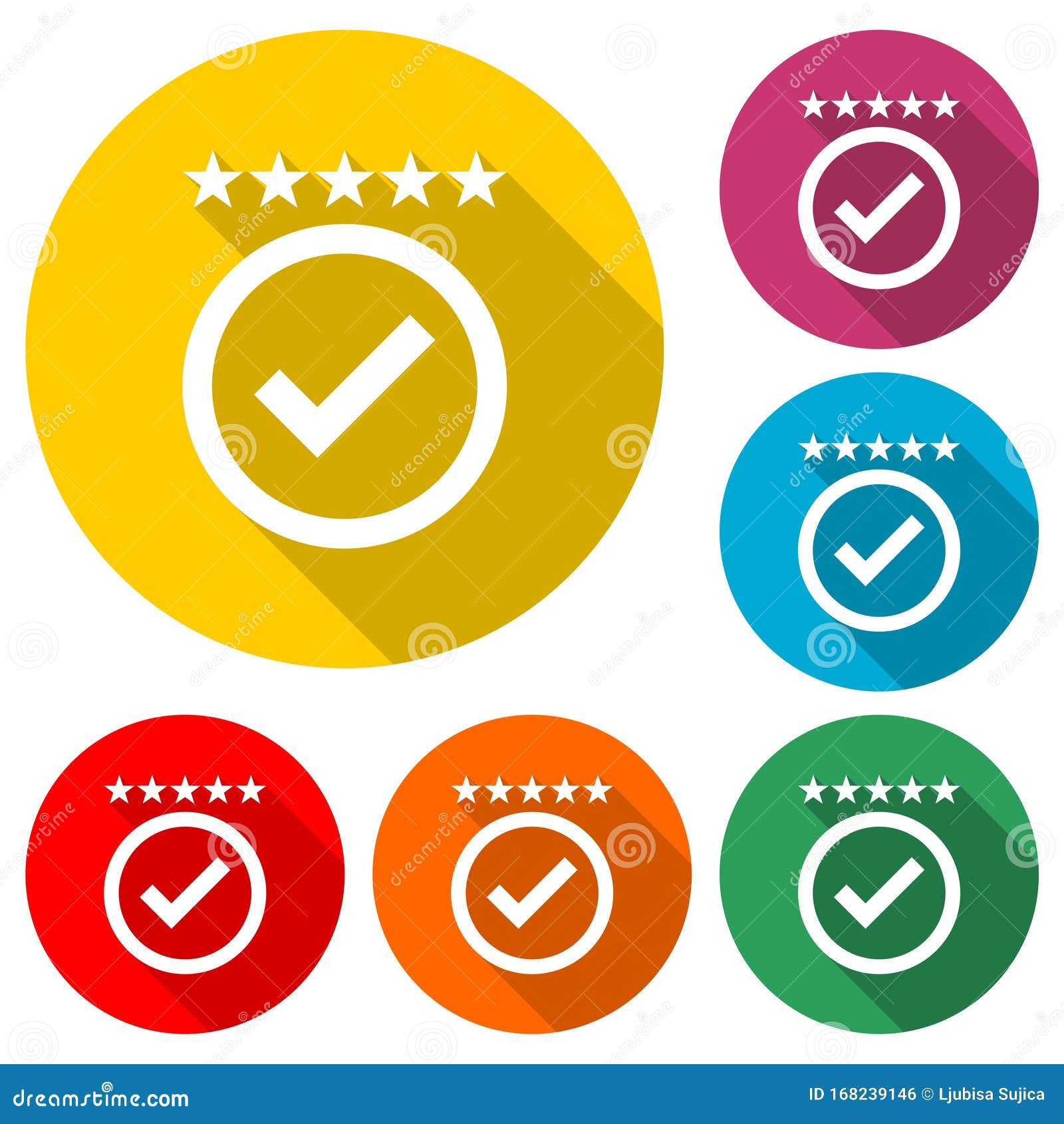 Check Mark Star Logo with Long Shadow Stock Vector - Illustration of ...