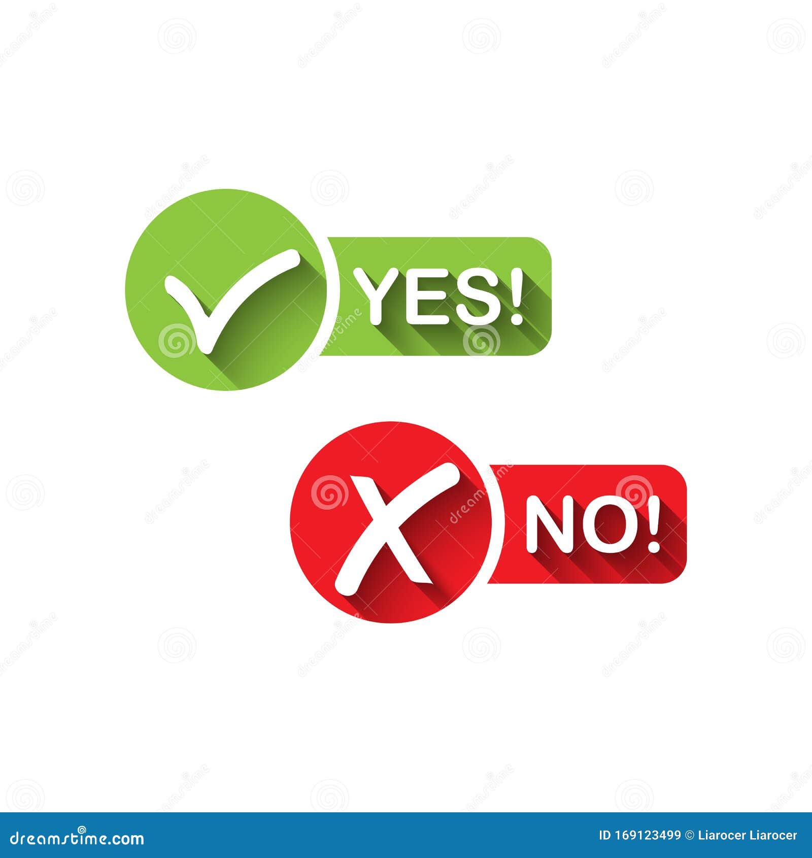 Check Mark Stickers Long Shadow. Yes and No Stock Vector - Illustration ...