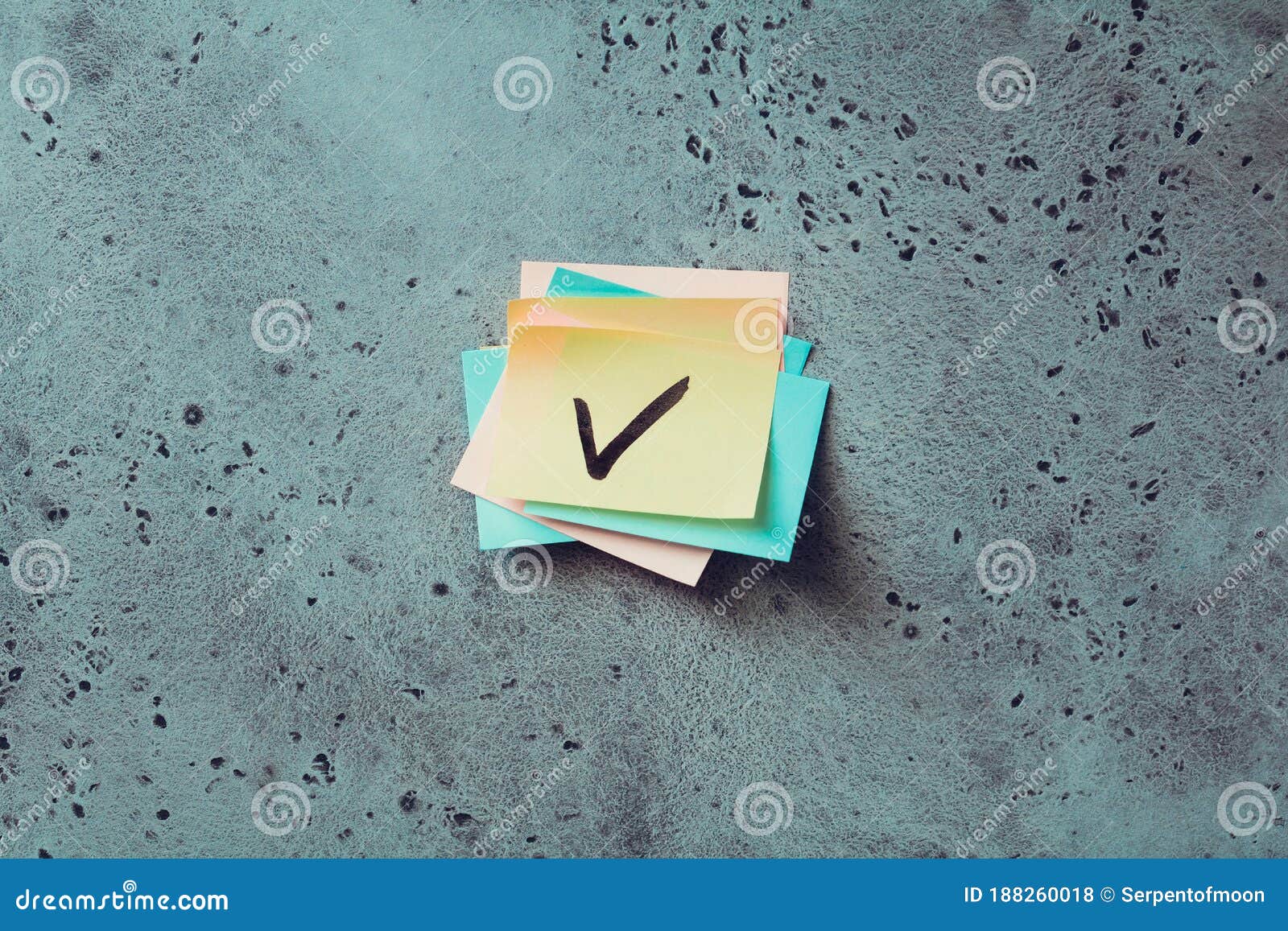 Check Mark on a Sticky Note. Stock Photo - Image of chalk, note: 188260018