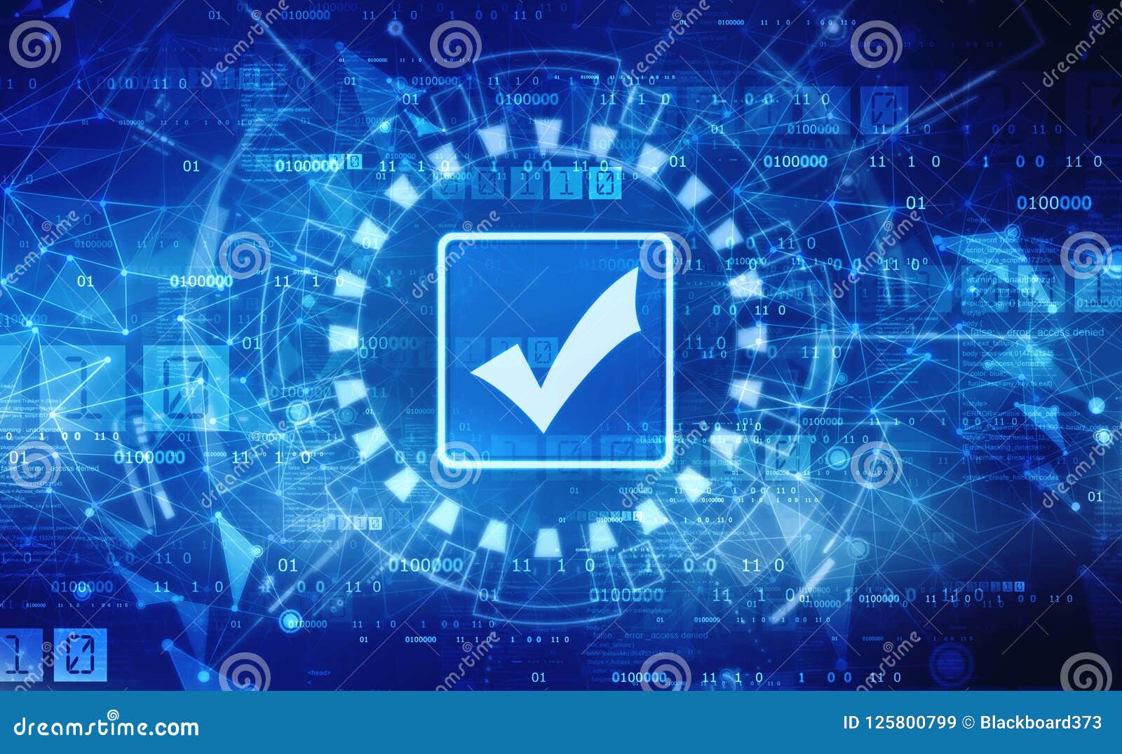Tick Mark, Check Mark Symbol in Technology Background Stock ...