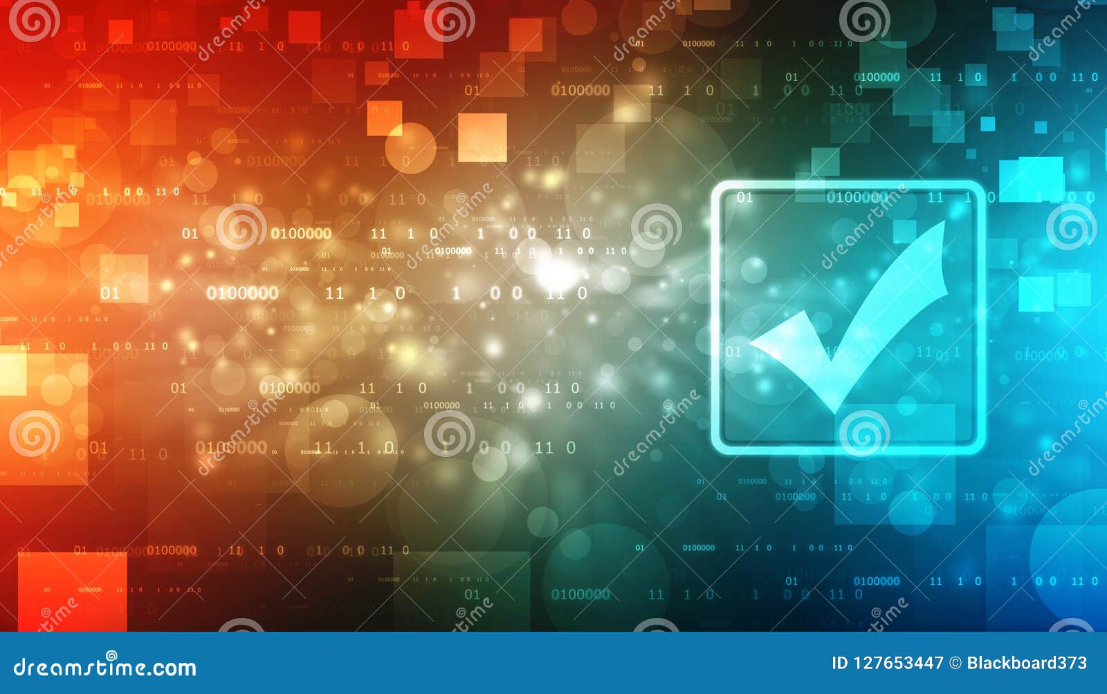 Tick Mark, Check Mark Symbol in Technology Background Stock ...