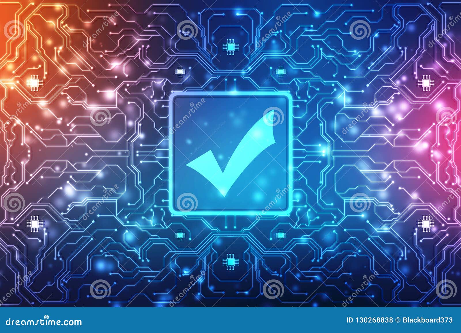 Tick Mark, Check Mark Symbol in Technology Background Stock ...