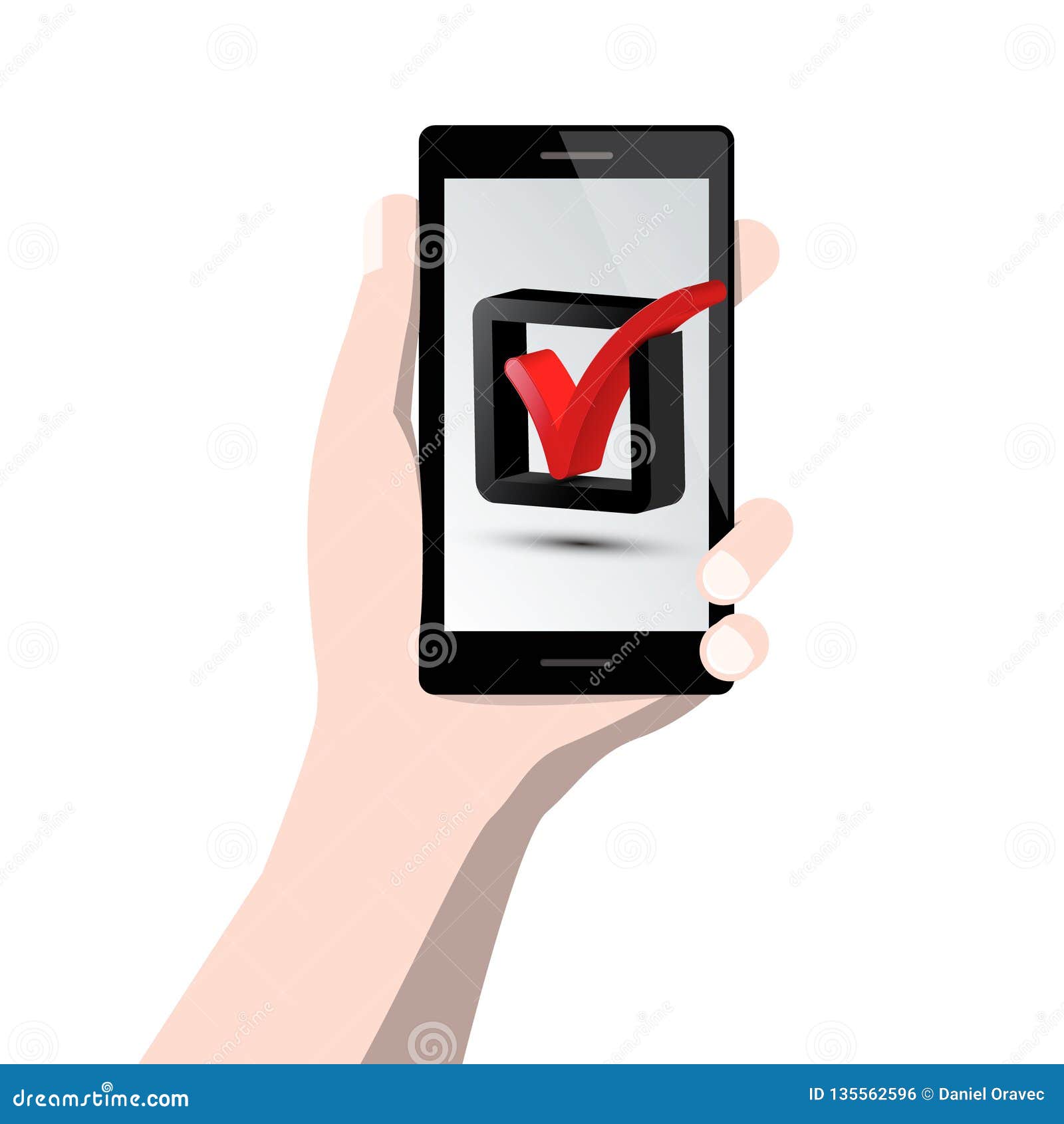 Check Mark Symbol on Mobile Phone Screen Stock Vector - Illustration of ...