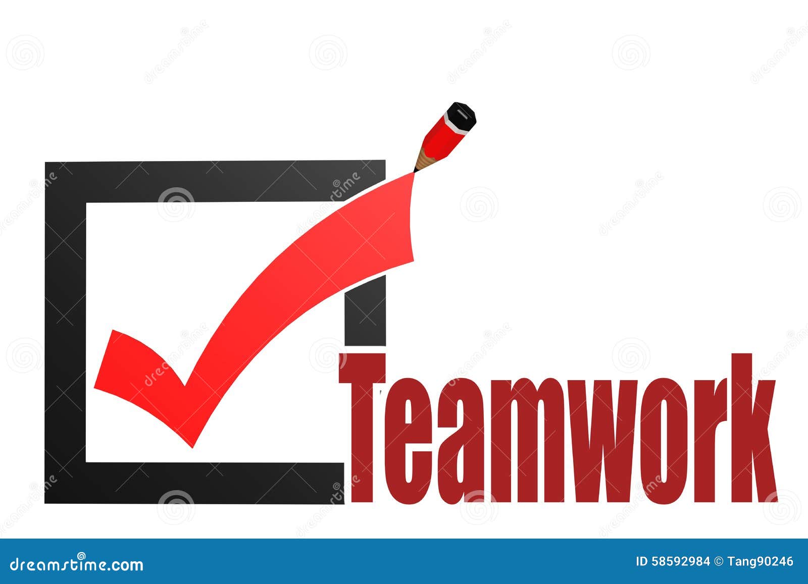 Check Mark with Teamwork Word Stock Illustration - Illustration of ...