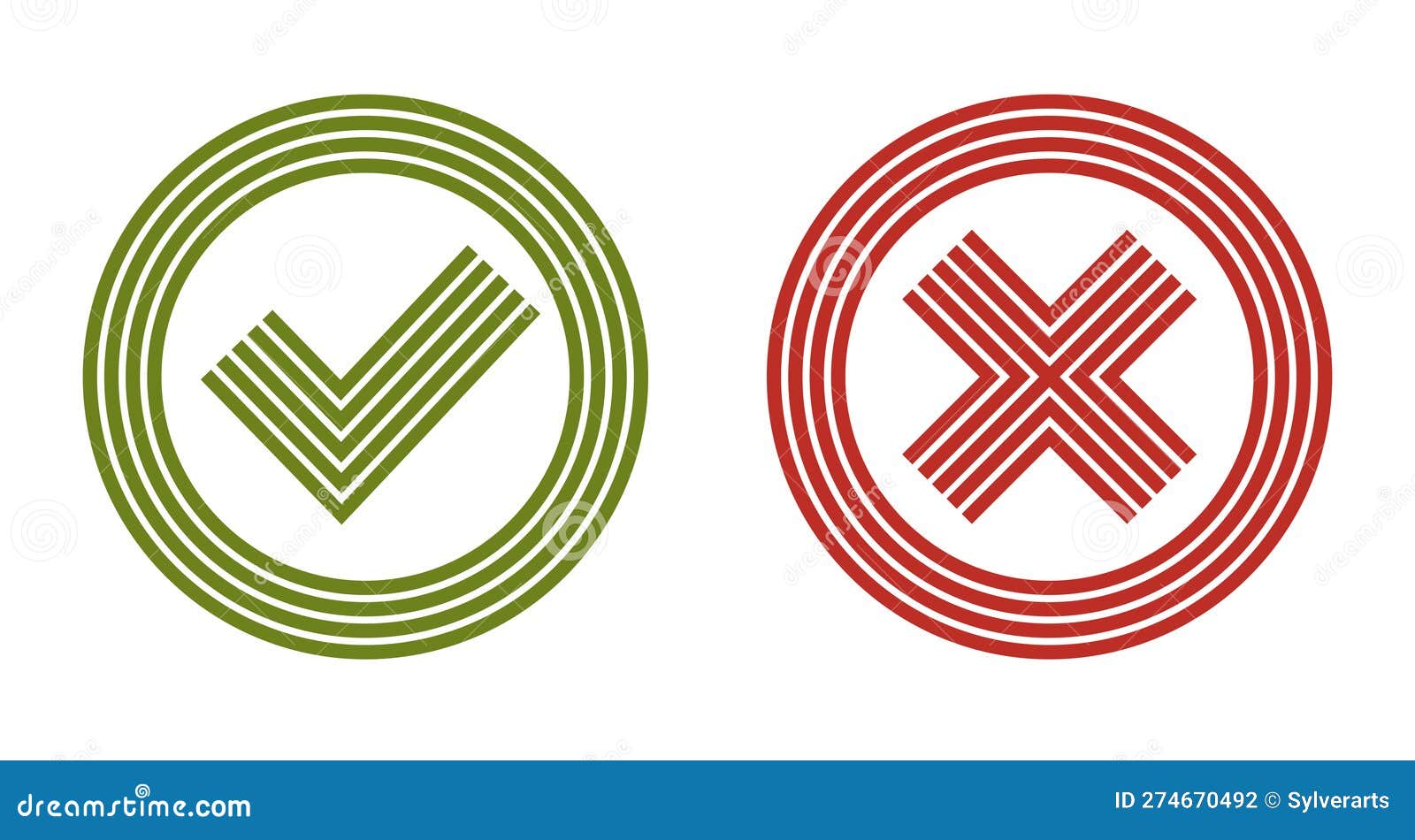 Check Mark Tick And Cross Vector Linear Symbols Isolated On White, Yeas ...