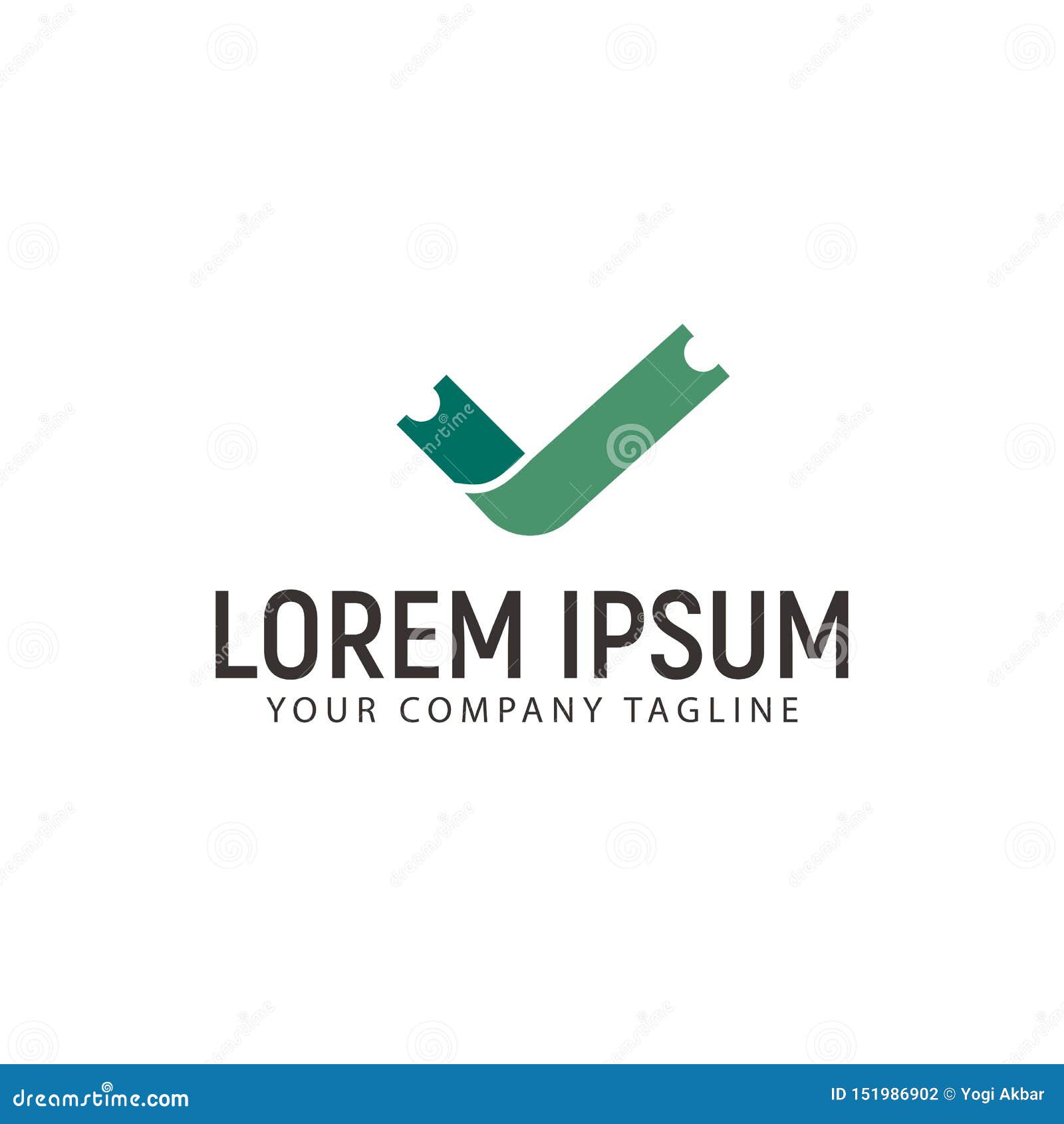 Check Mark Ticket Logo Design Concept Template Stock Vector ...
