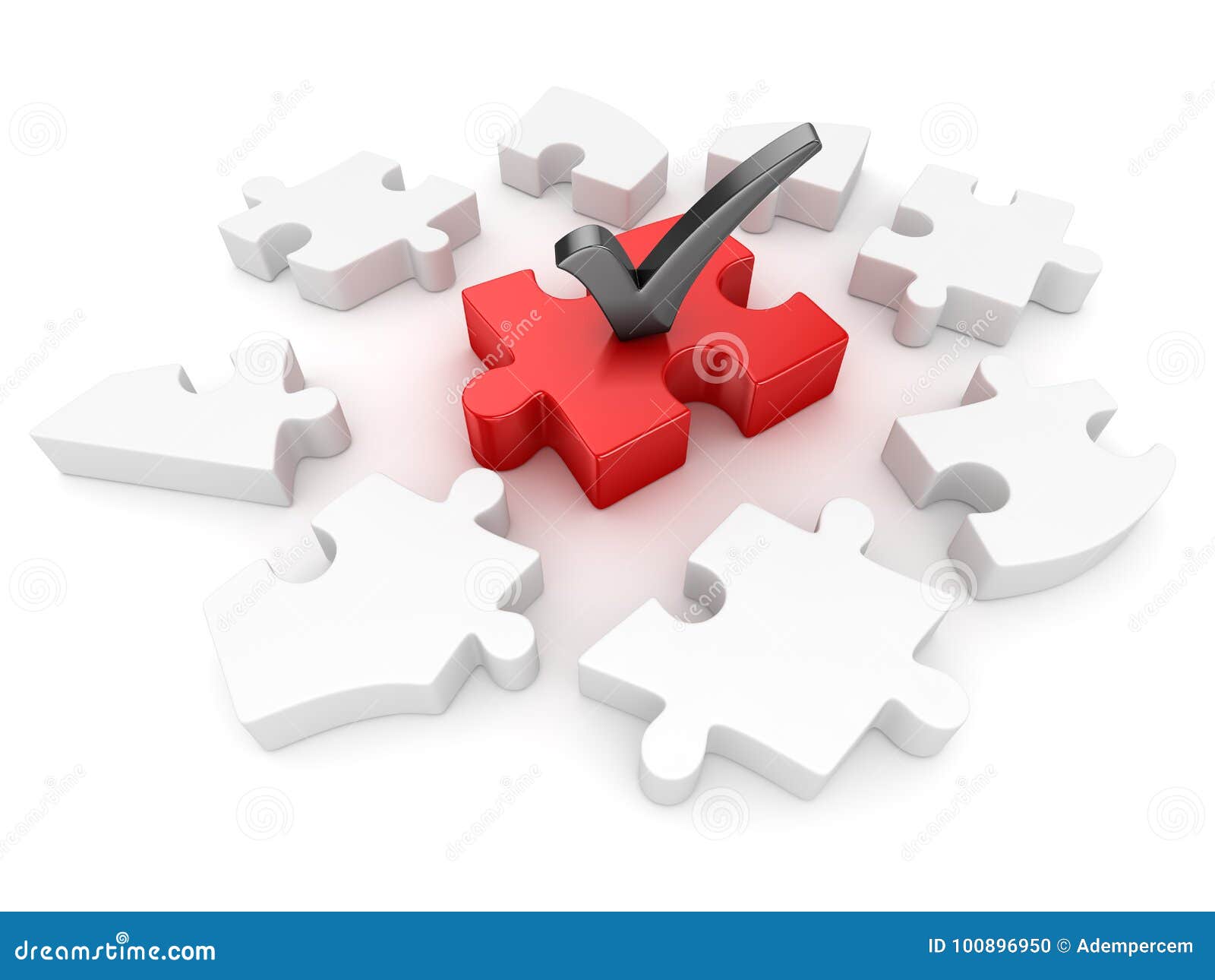 Check Mark on Unique Puzzle Piece Stock Illustration - Illustration of ...