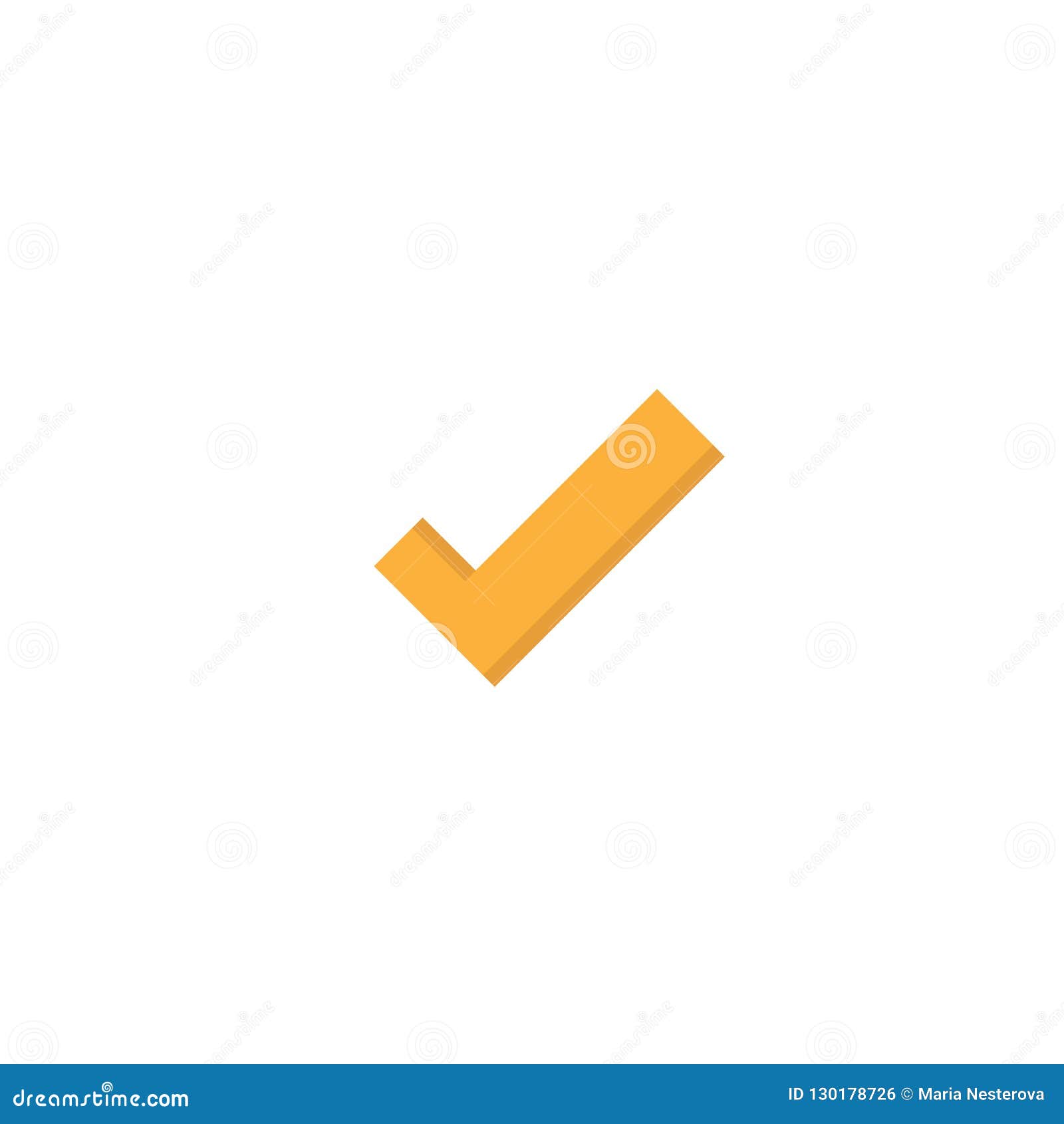 Check Mark. Valid Seal Icon. Orange Square Tick with Shadow. Flat OK ...