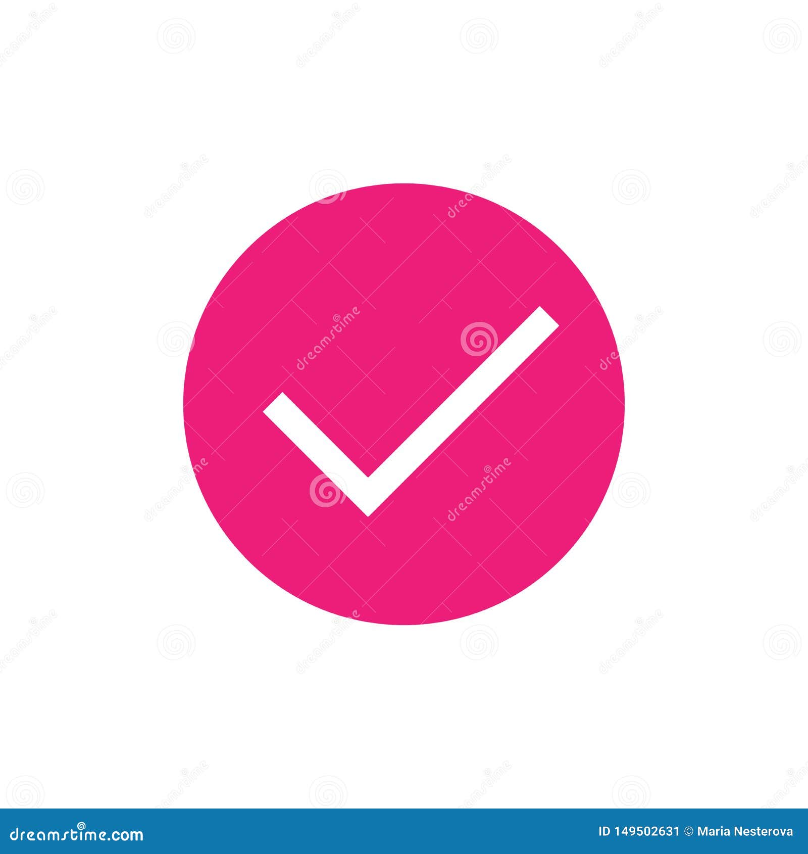 Check Mark. Valid Seal Icon. White Squared Tick in Pink Circle. Flat OK ...