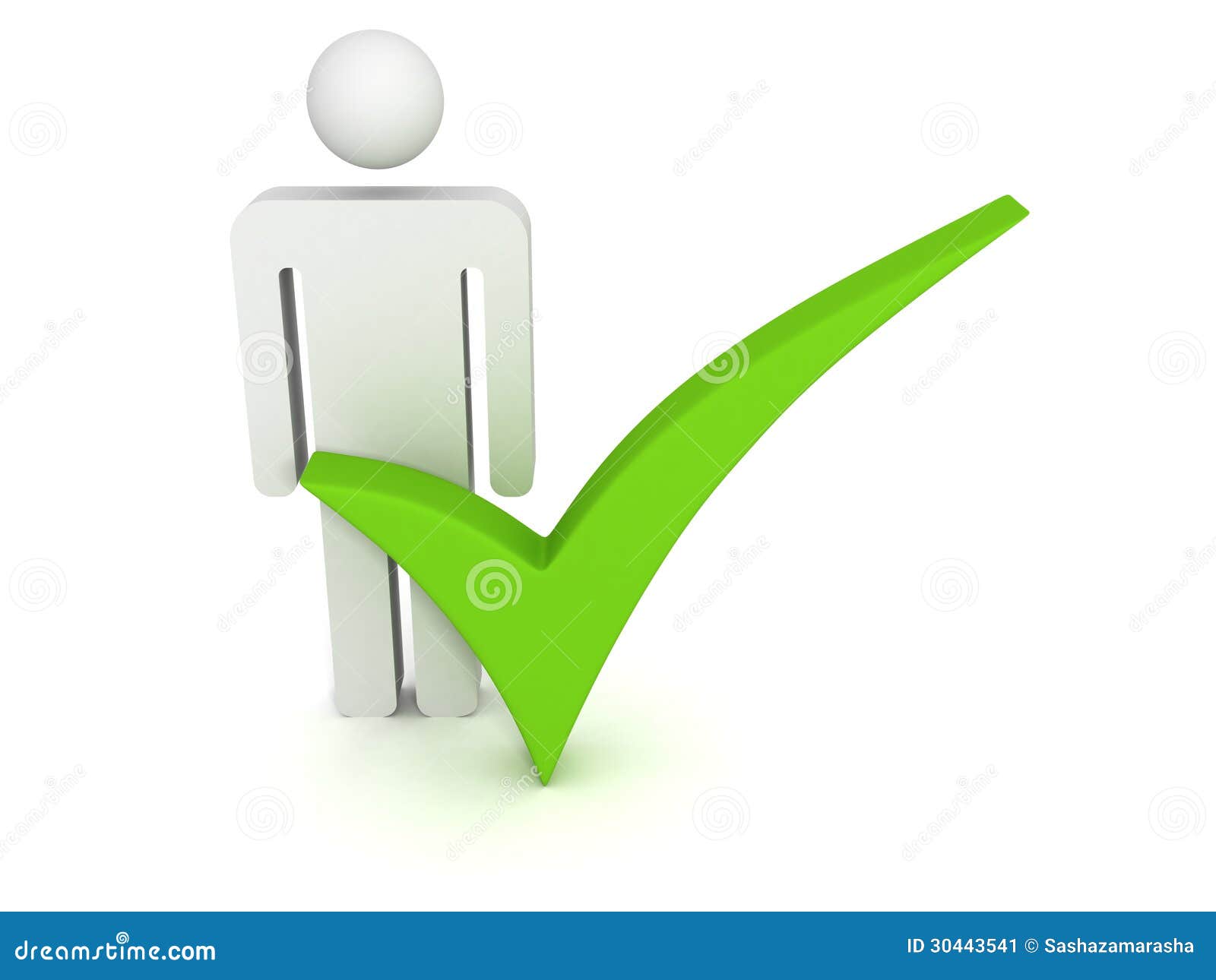 Check Mark with White 3d Man Icon Stock Illustration - Illustration of ...