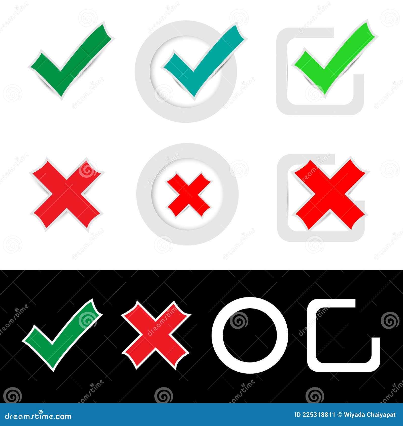 Check Mark and Wrong Mark Paper Sticker Stock Vector - Illustration of ...