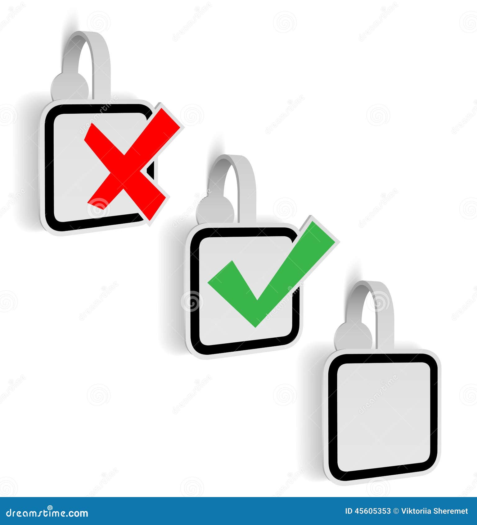 Check Mark Yes/NO Stickers, Vector Illustration. Stock Vector ...