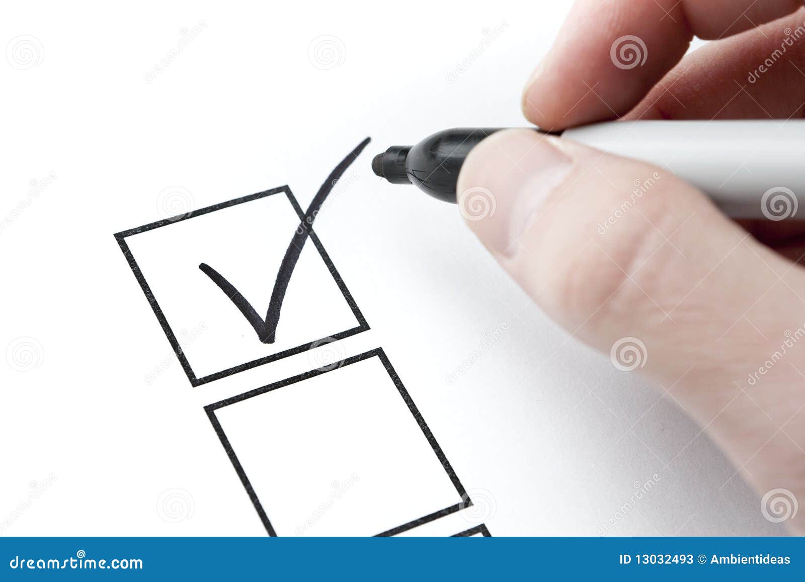 Check-Markierung Und Kasten Mit Handschreiben Stockbild - Bild von ...