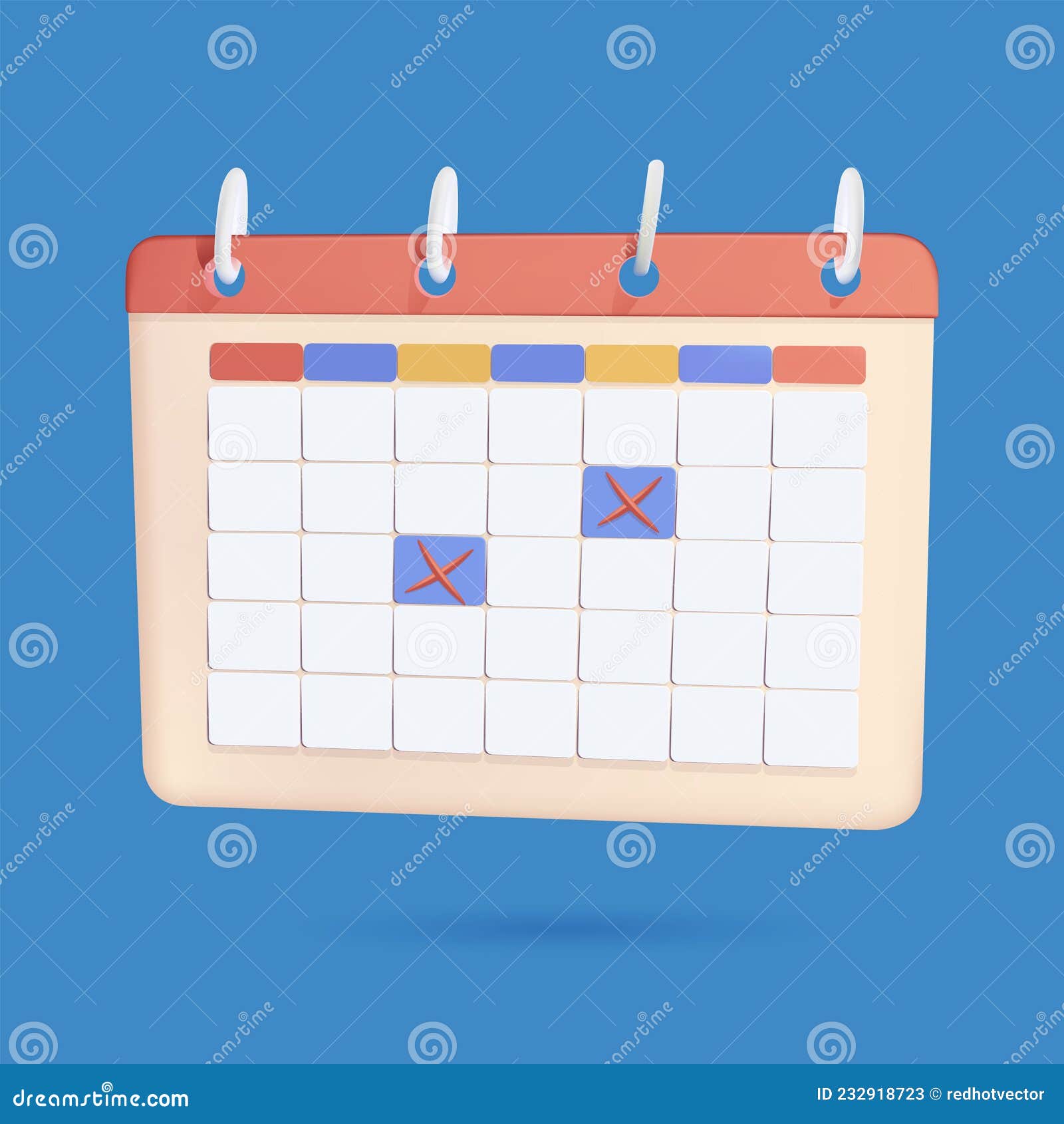 Check Marks on Calendar. 3D Web Vector Illustrations. Calendar Icon ...