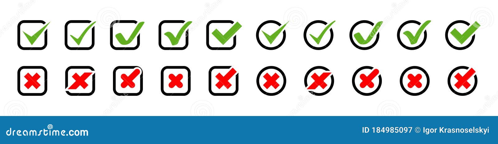 Check Marks with Crosses Vector Icons Big Collection. Check Marks with ...