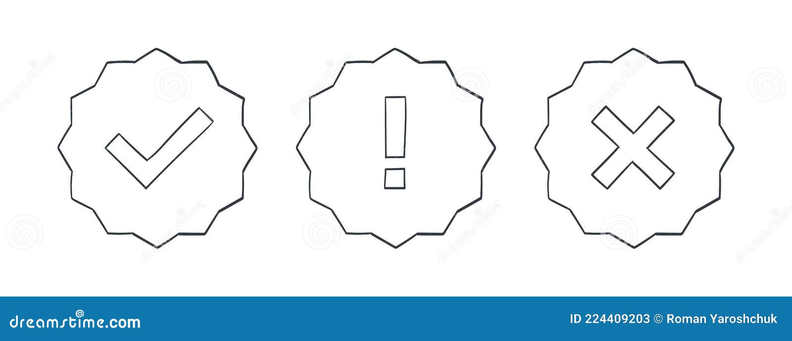 Check Marks. Drawn Icons of the Check Marks. Checkbox Icons and Sketch ...