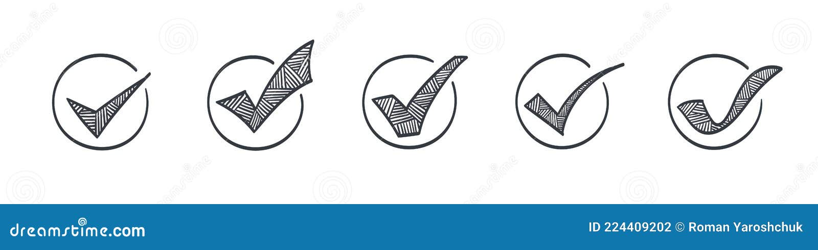 Check Marks. Drawn Icons of the Check Marks. Confirmation Icons Stock ...