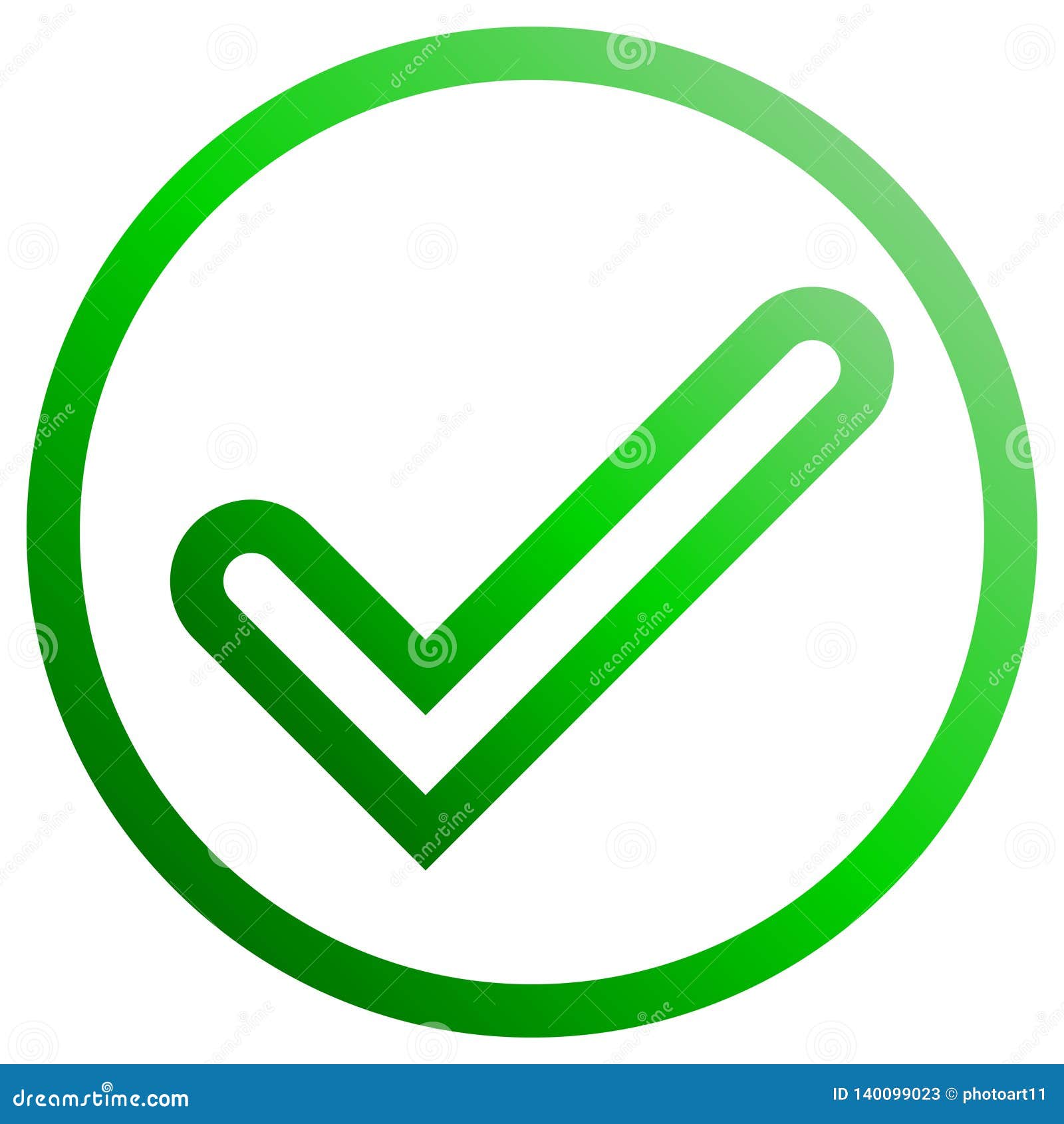 Check Marks - Green Gradient Outline, Tick Icon Inside of Circle ...