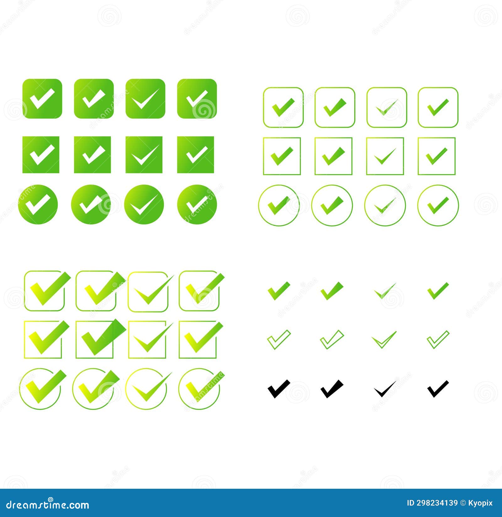 Different Varian Checklist or Check Mark Icon Stock Vector ...