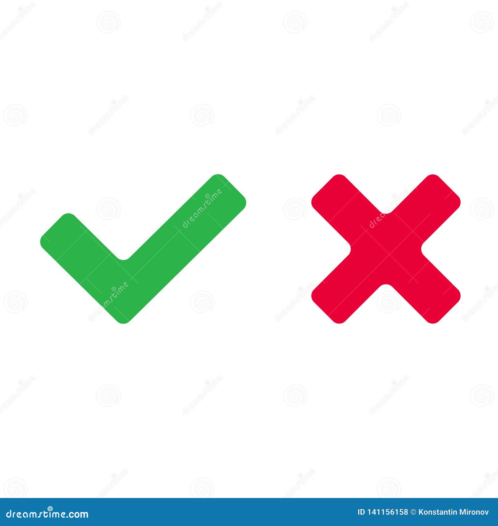 Check Mark Icon Signs Vector Illustration. Yes or No, Right and Wrong ...