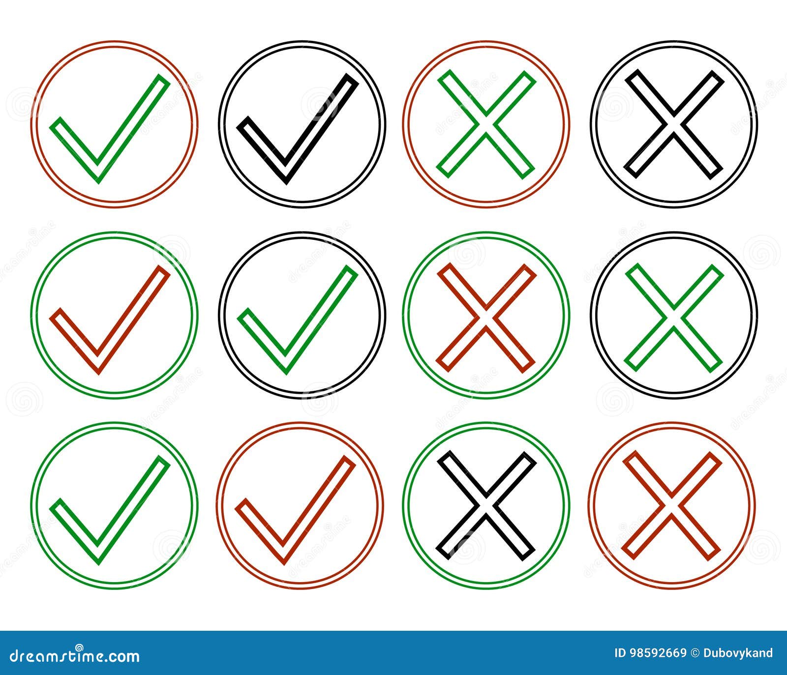 Check Marks Outline Icons stock vector. Illustration of mark - 98592669