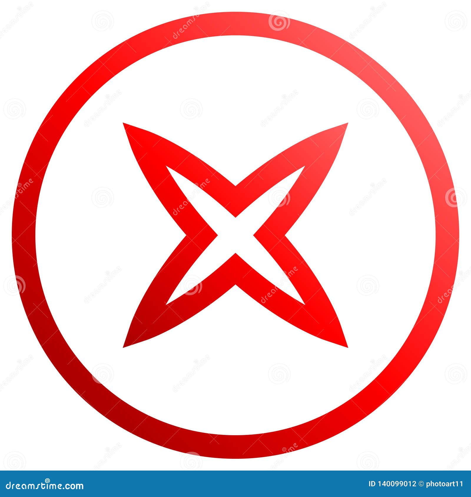 Check Marks - Red Gradient Outline, Cross Icon Inside of Circle ...