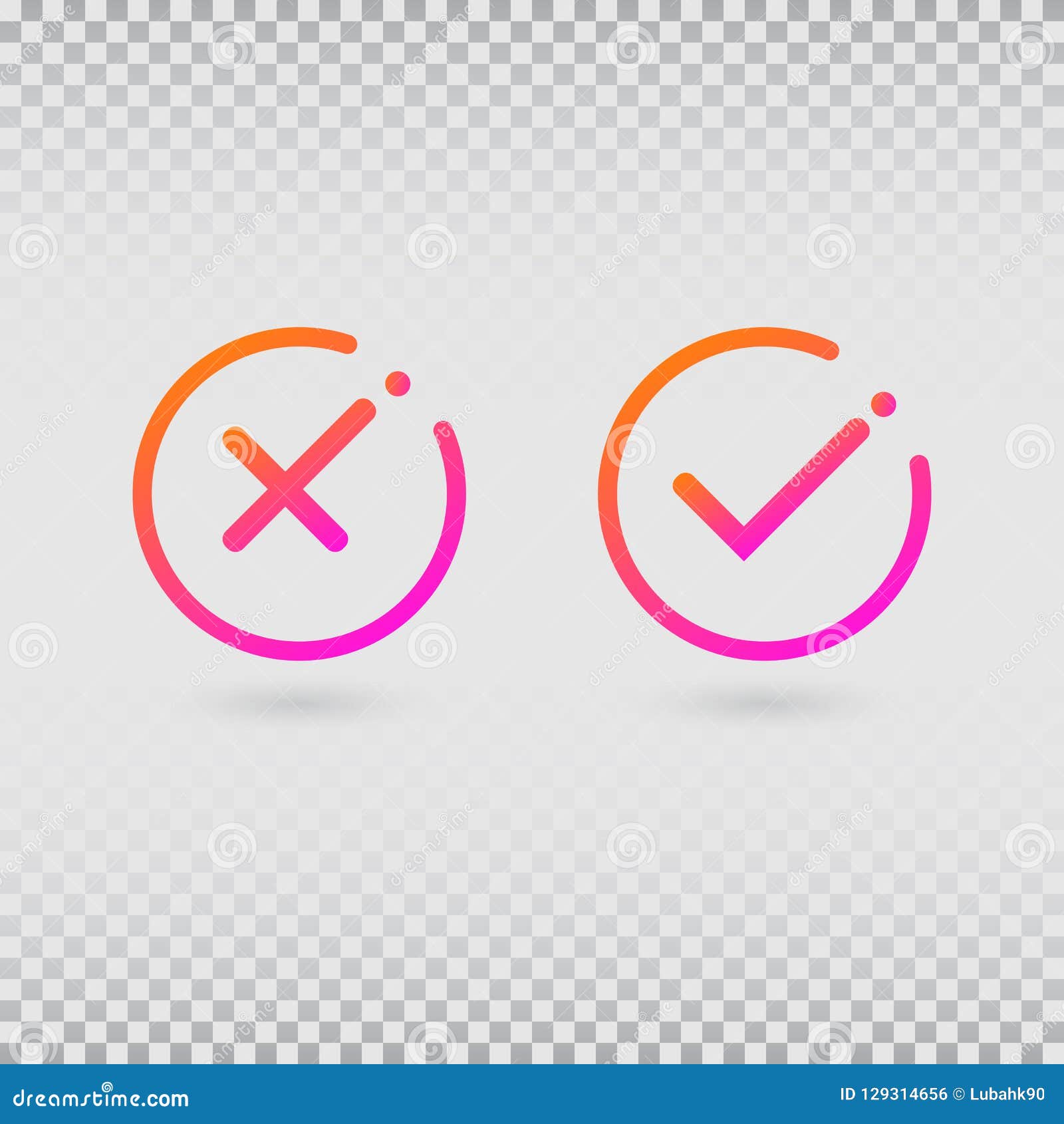 Check Marks Set in Modern Gradient Colors. Bright Tick and Cross in ...