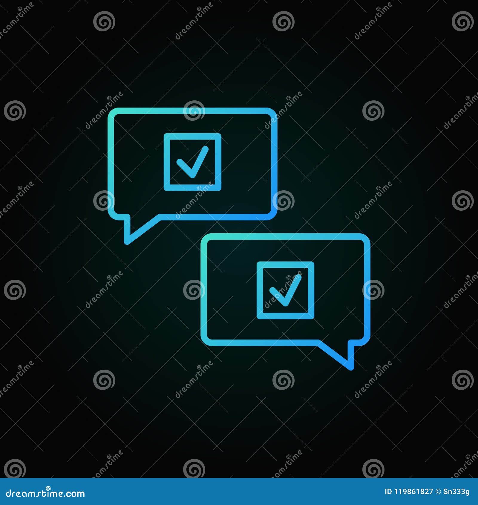 Check Marks in Speech-bubbles Vector Blue Line Icon Stock Vector ...
