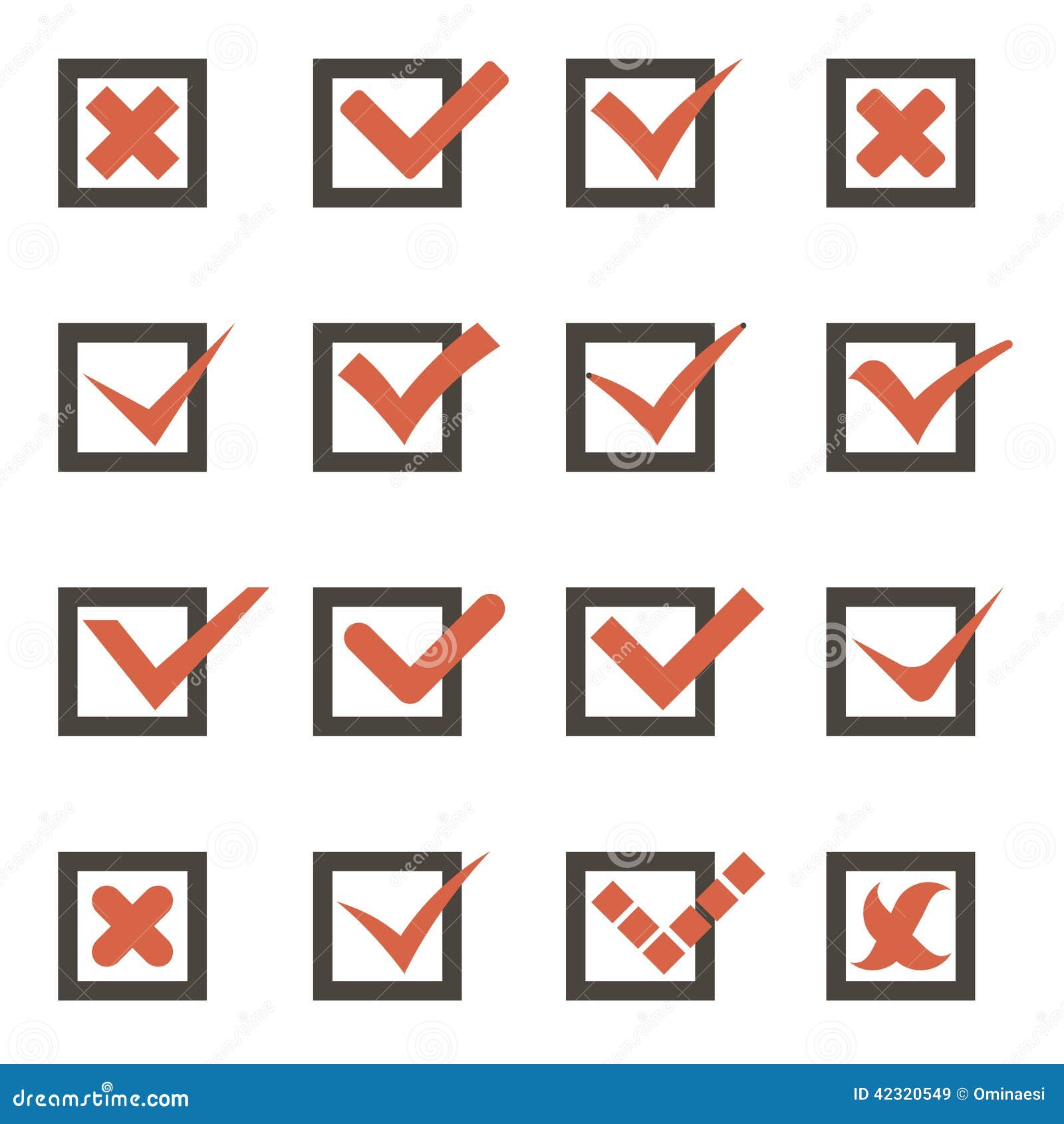 Check Marks. Drawn Icons Of Check Marks. Checkbox Icons And Sketch ...