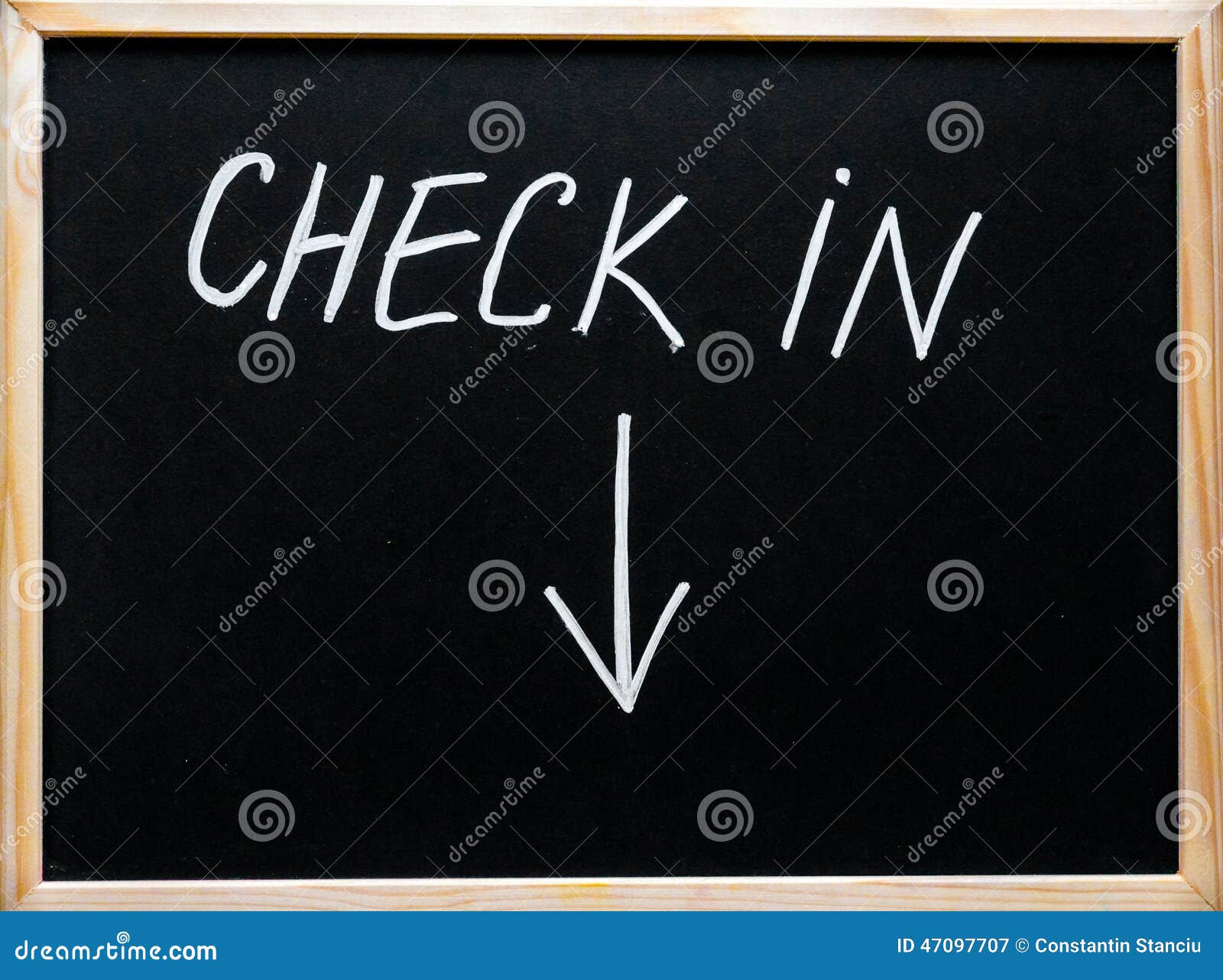 Check in Message and Arrow Pointing Downwards Stock Image - Image of ...