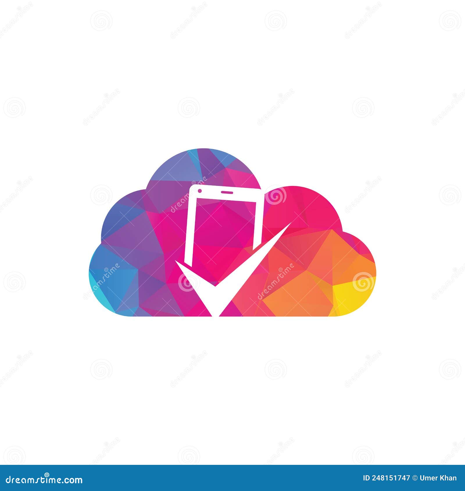 Check Mobile Cloud Shape Concept Logo Design Stock Vector - Illustration of device, business ...