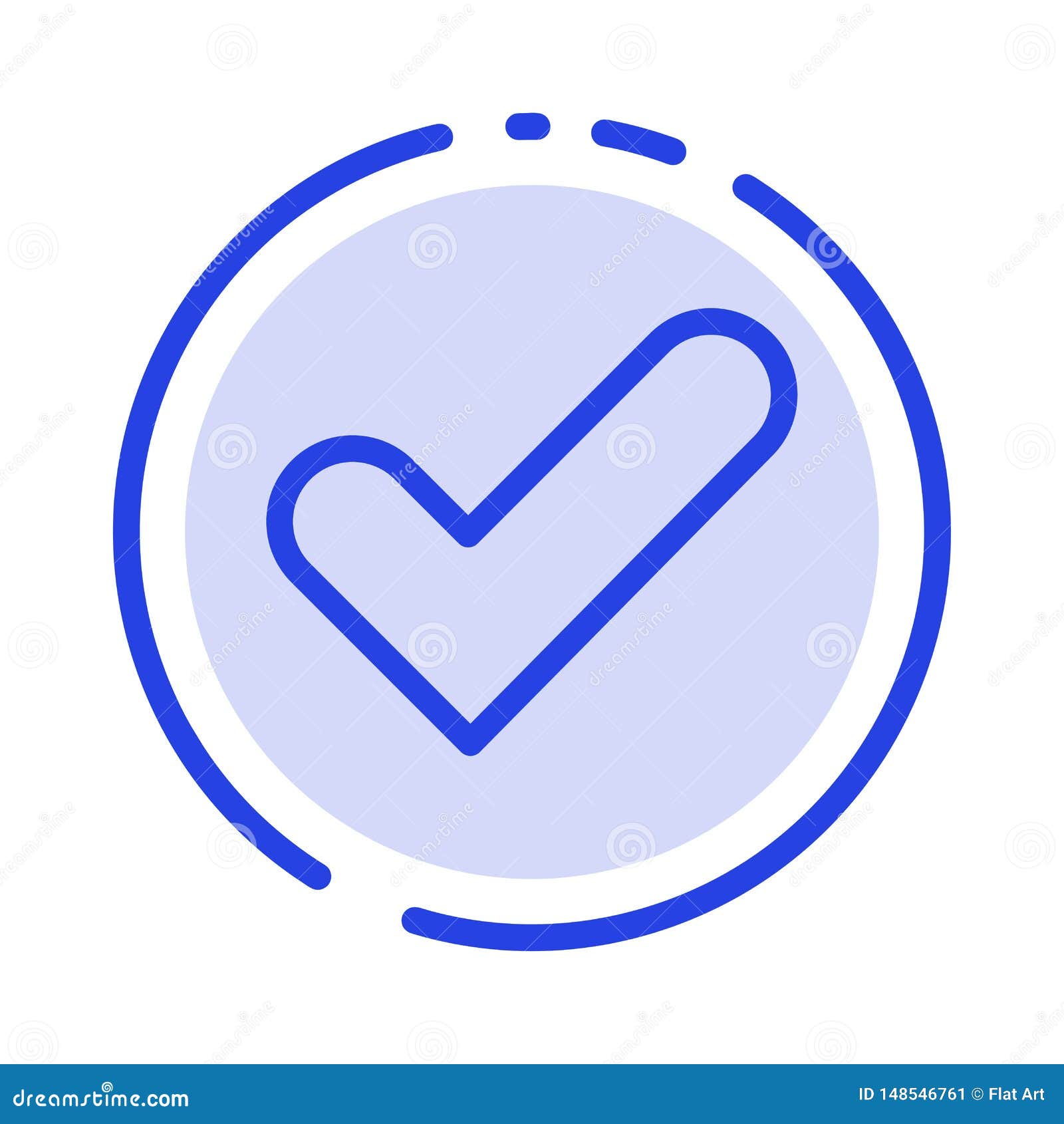 Check, Ok, Tick, Good Blue Dotted Line Line Icon Stock Vector ...