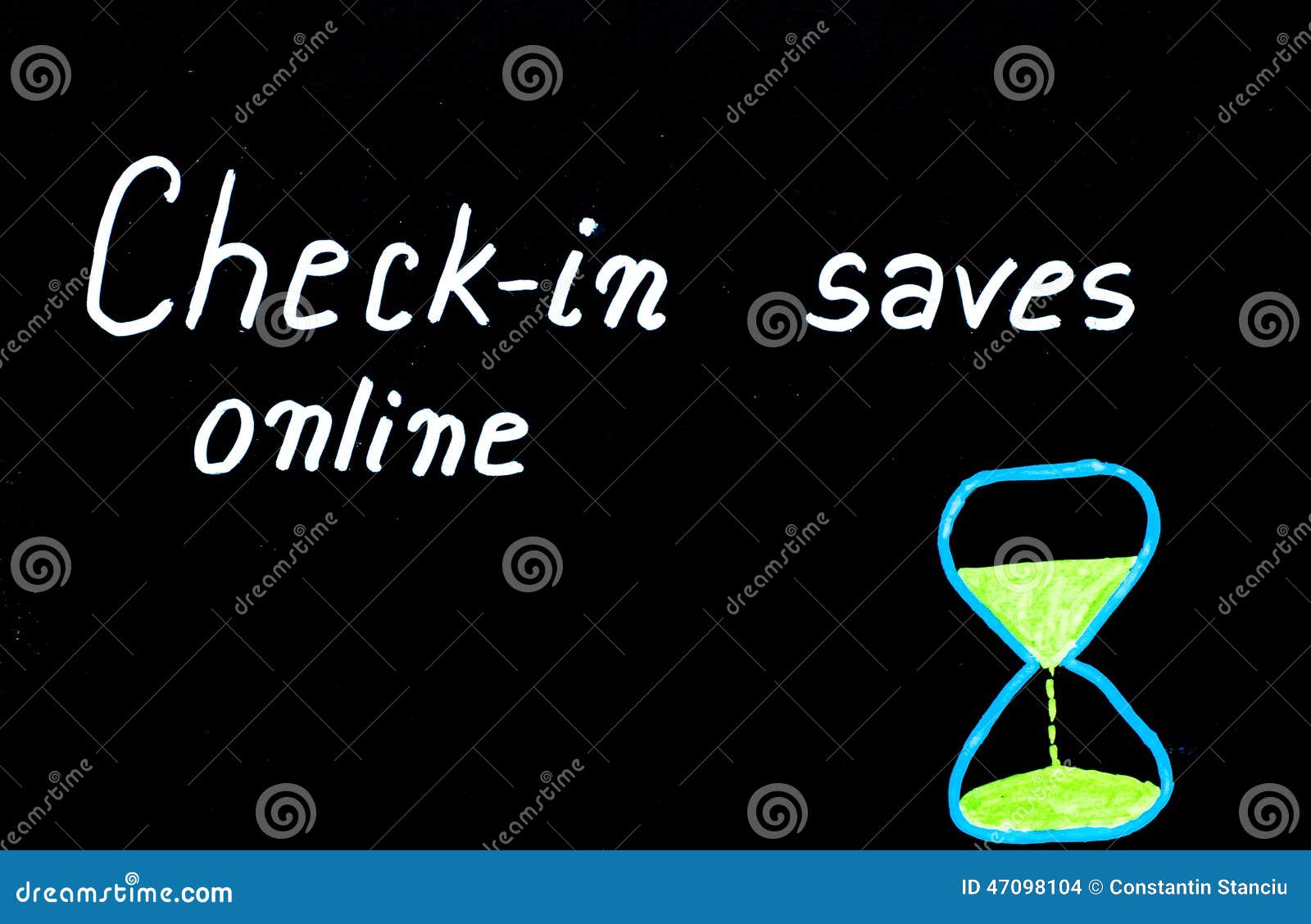 Check-in Online Saves Time Message Stock Photo - Image of frame, symbol ...