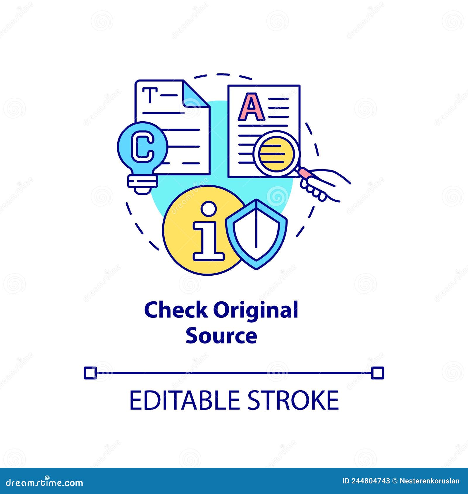 Check Original Source Concept Icon Stock Vector - Illustration of ...