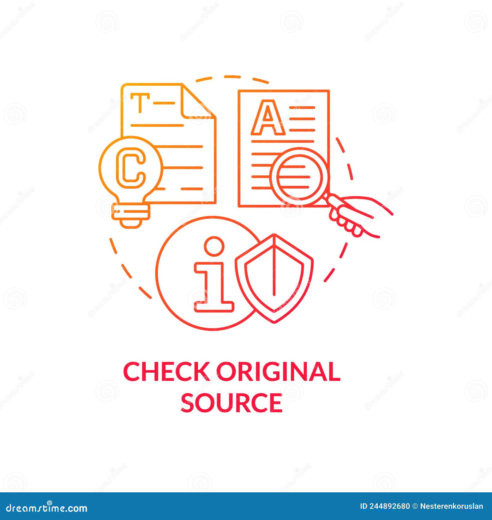 Check Original Source Red Gradient Concept Icon Stock Vector ...