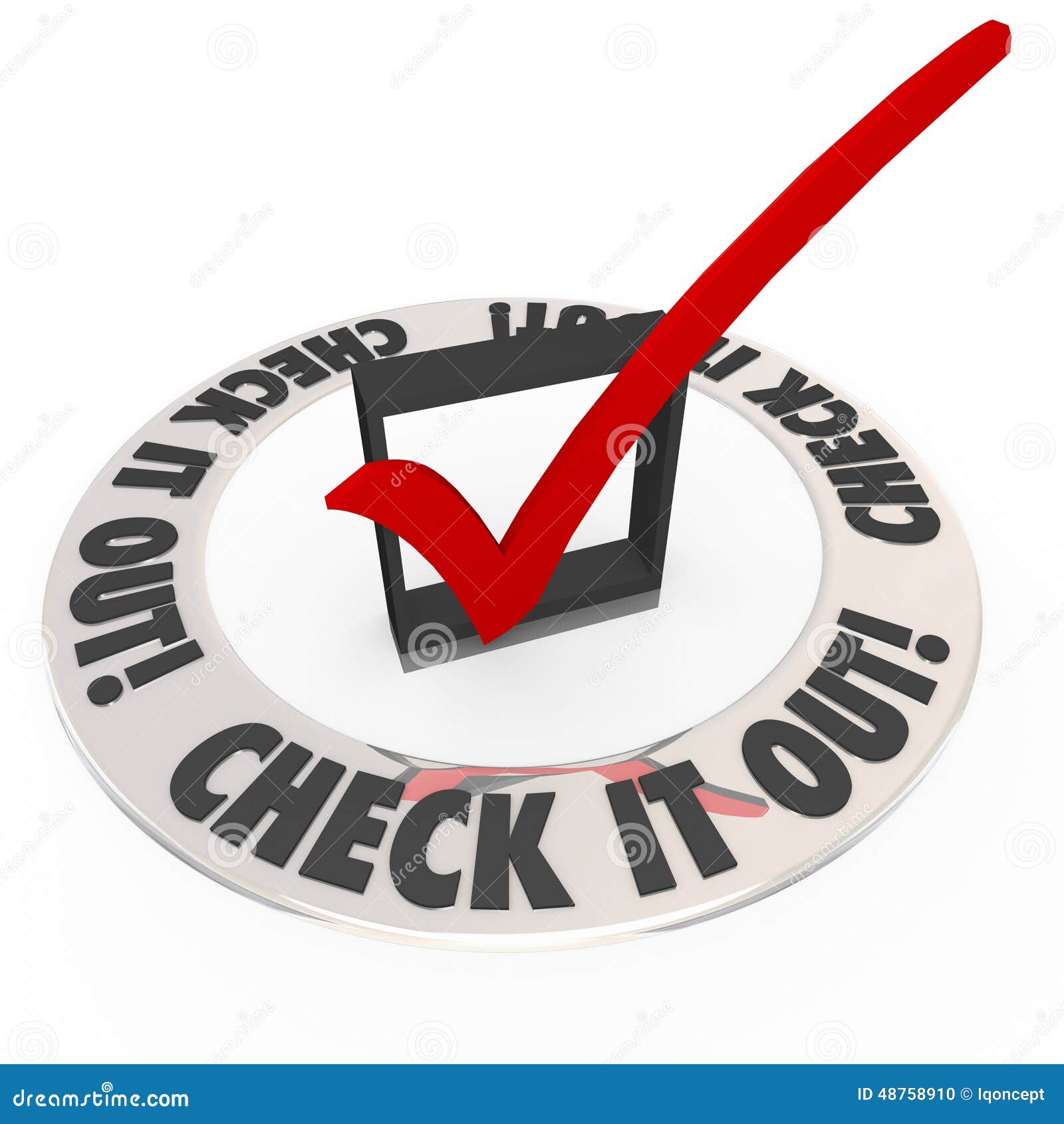 Check it Out Words Box Mark Ring Explore Inspect Adventure Stock ...