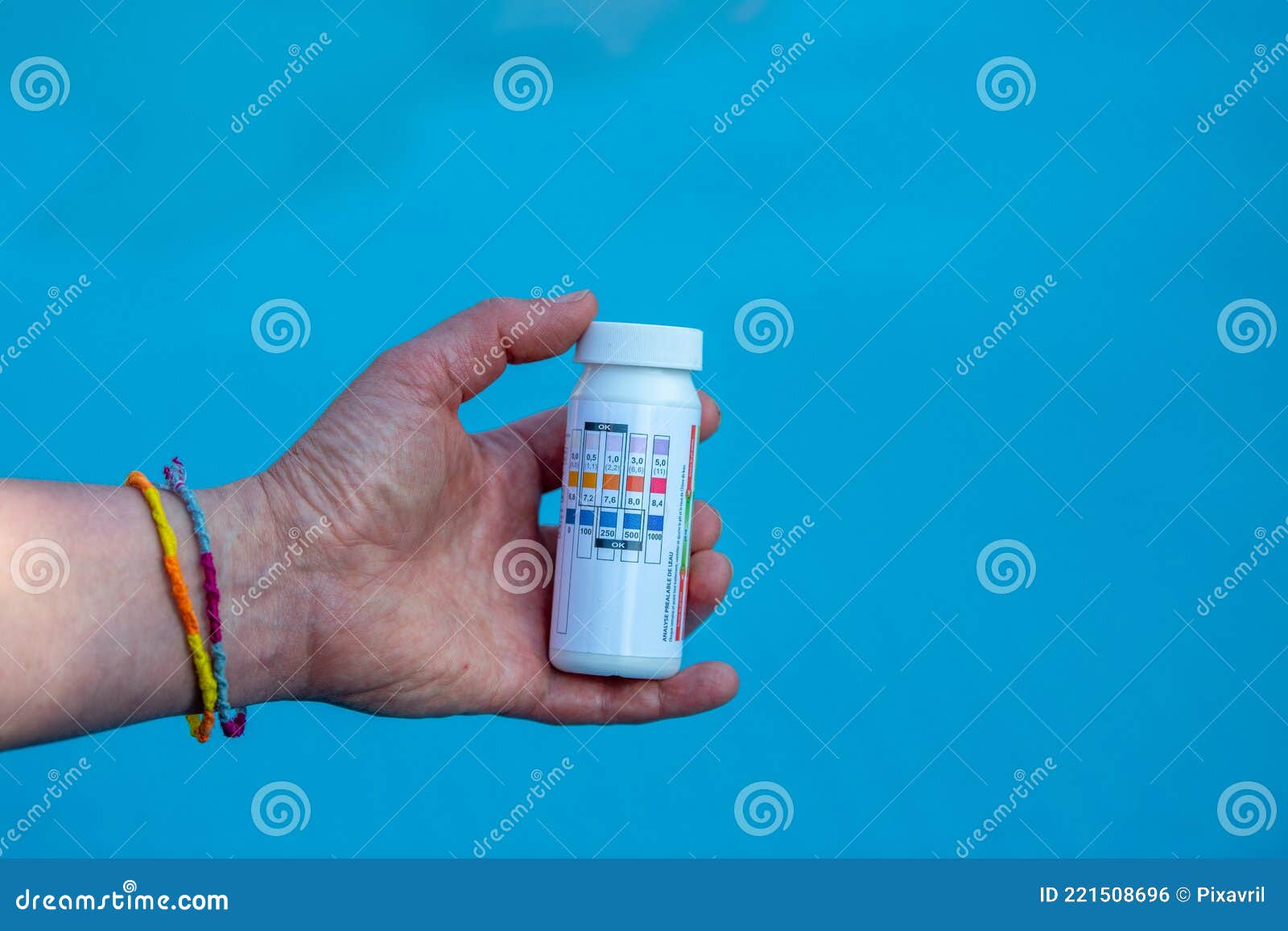 Check the PH of a Swimming Pool Stock Photo - Image of antilimestone ...