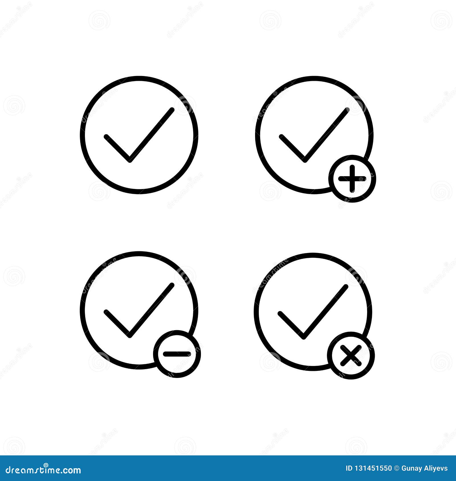 Check, Plus, Check, Minus Sign Icons. Element of Outline Button Icons ...