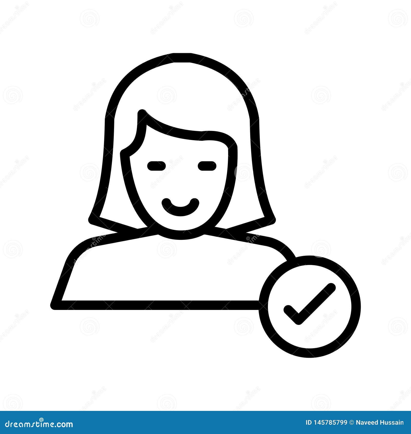 Check Profile Thin Line Vector Icon Stock Vector - Illustration of ...