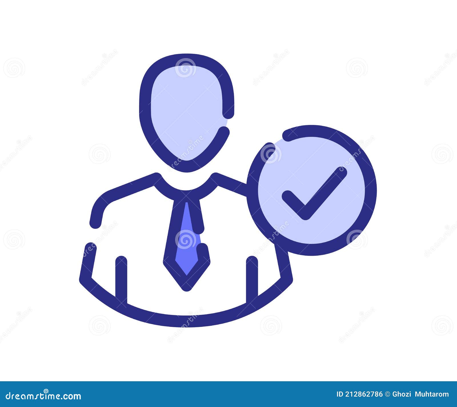 Check Profile User Single Isolated Icon with Dash or Dashed Line Style ...