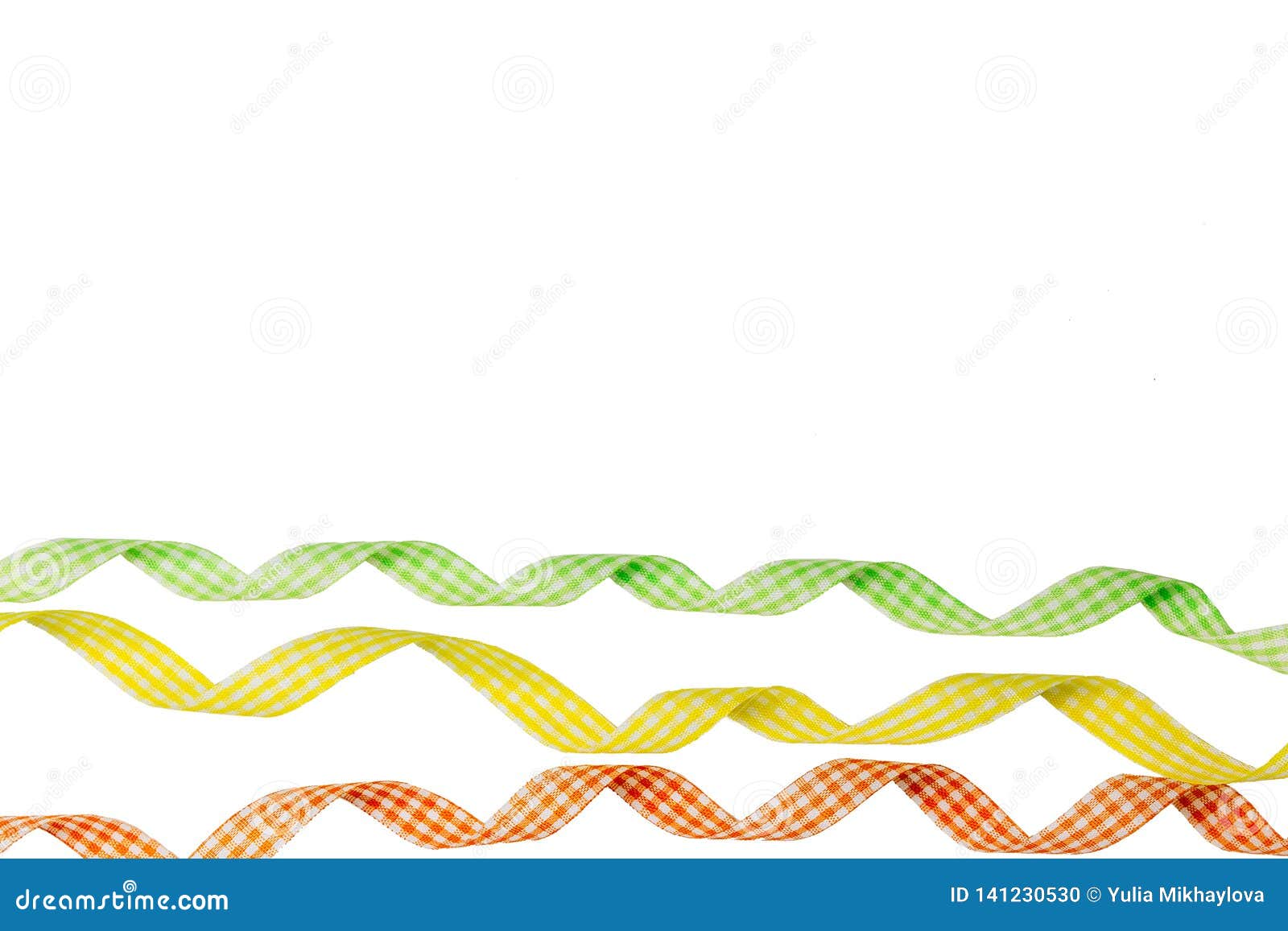 Check Ribbons on White Background with Copy Space Stock Photo - Image ...