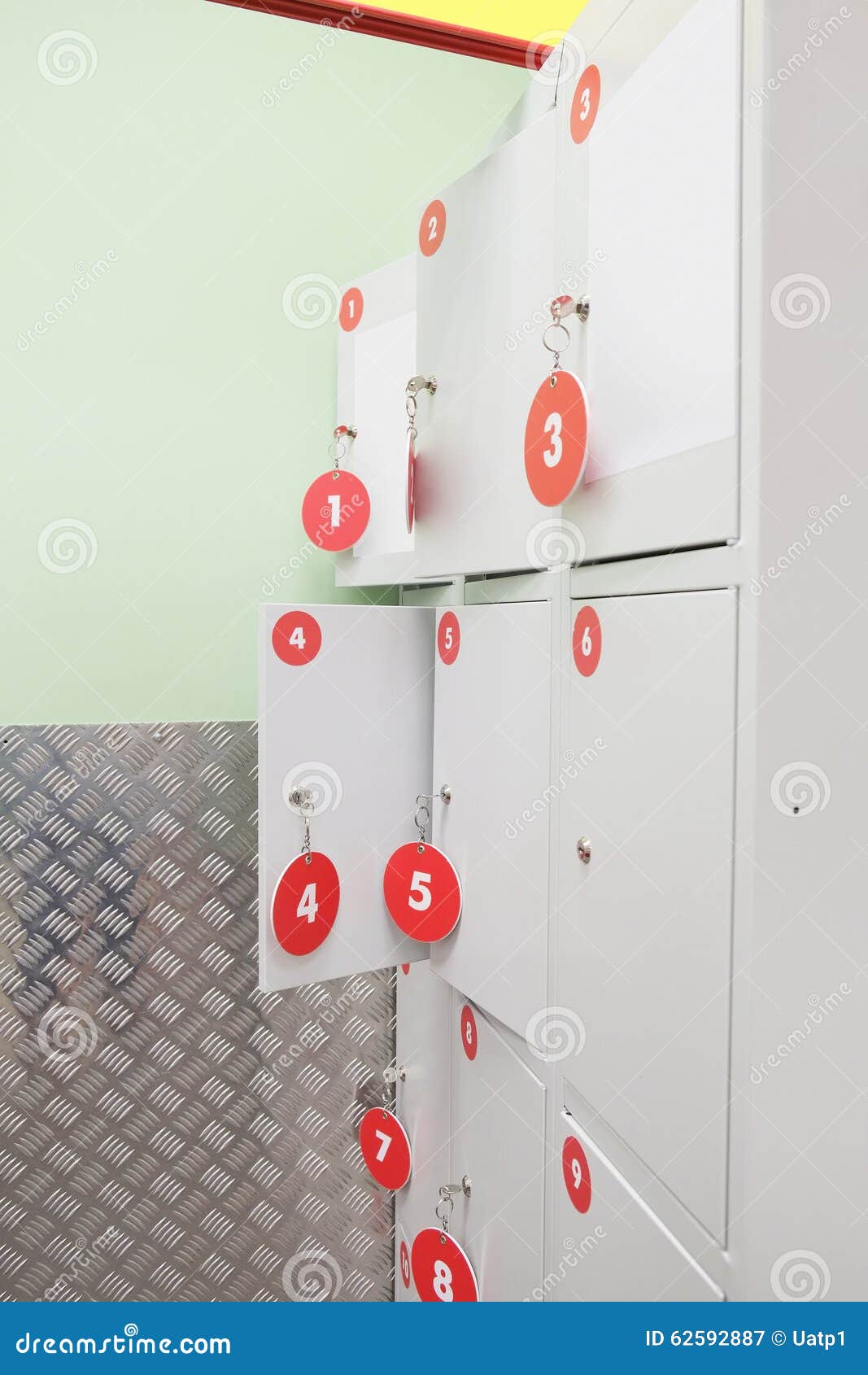 Check-room s shelves stock image. Image of clean, orange - 62592887