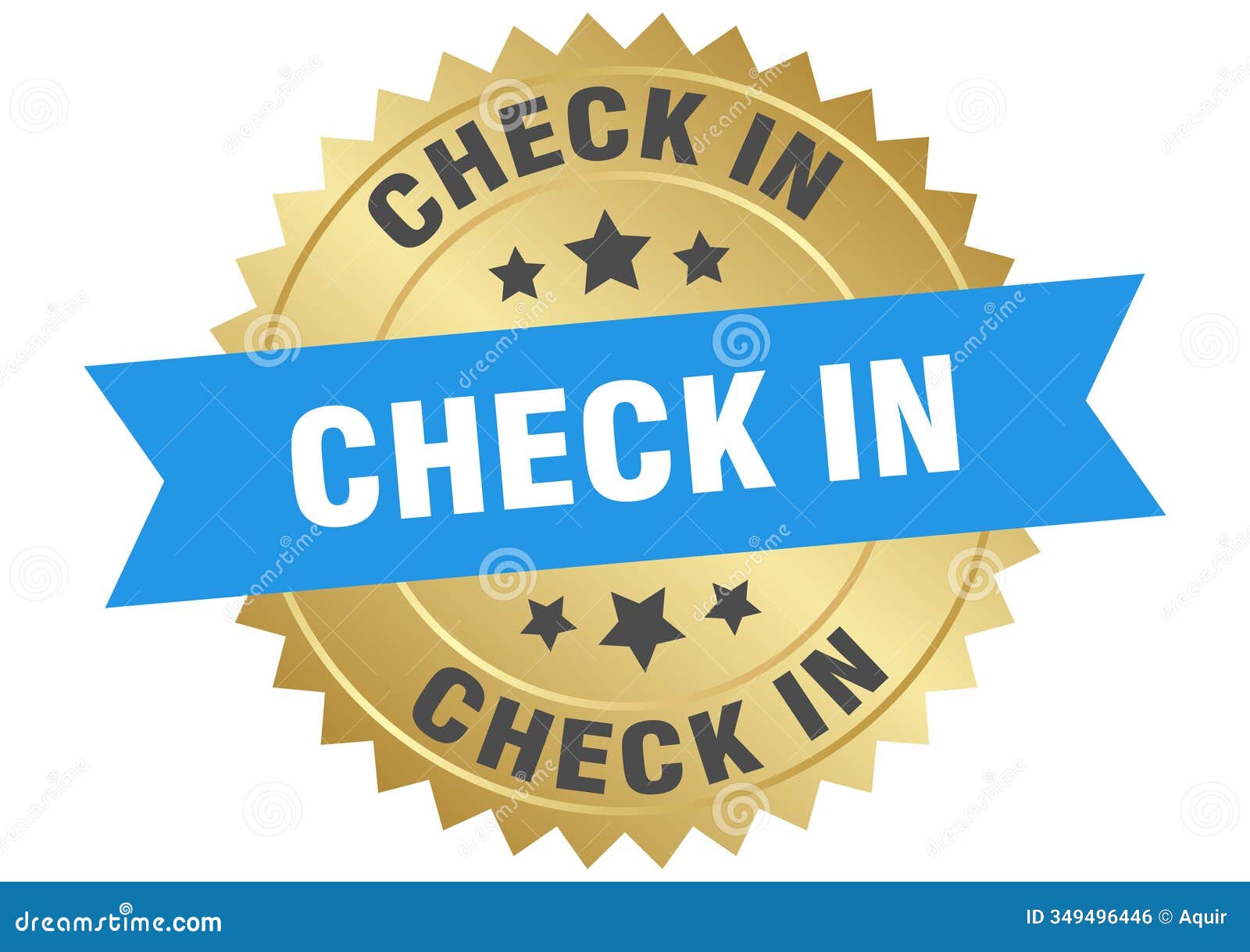 Check in. Check in Round Blue and Gold Label Isolated on Transparent ...