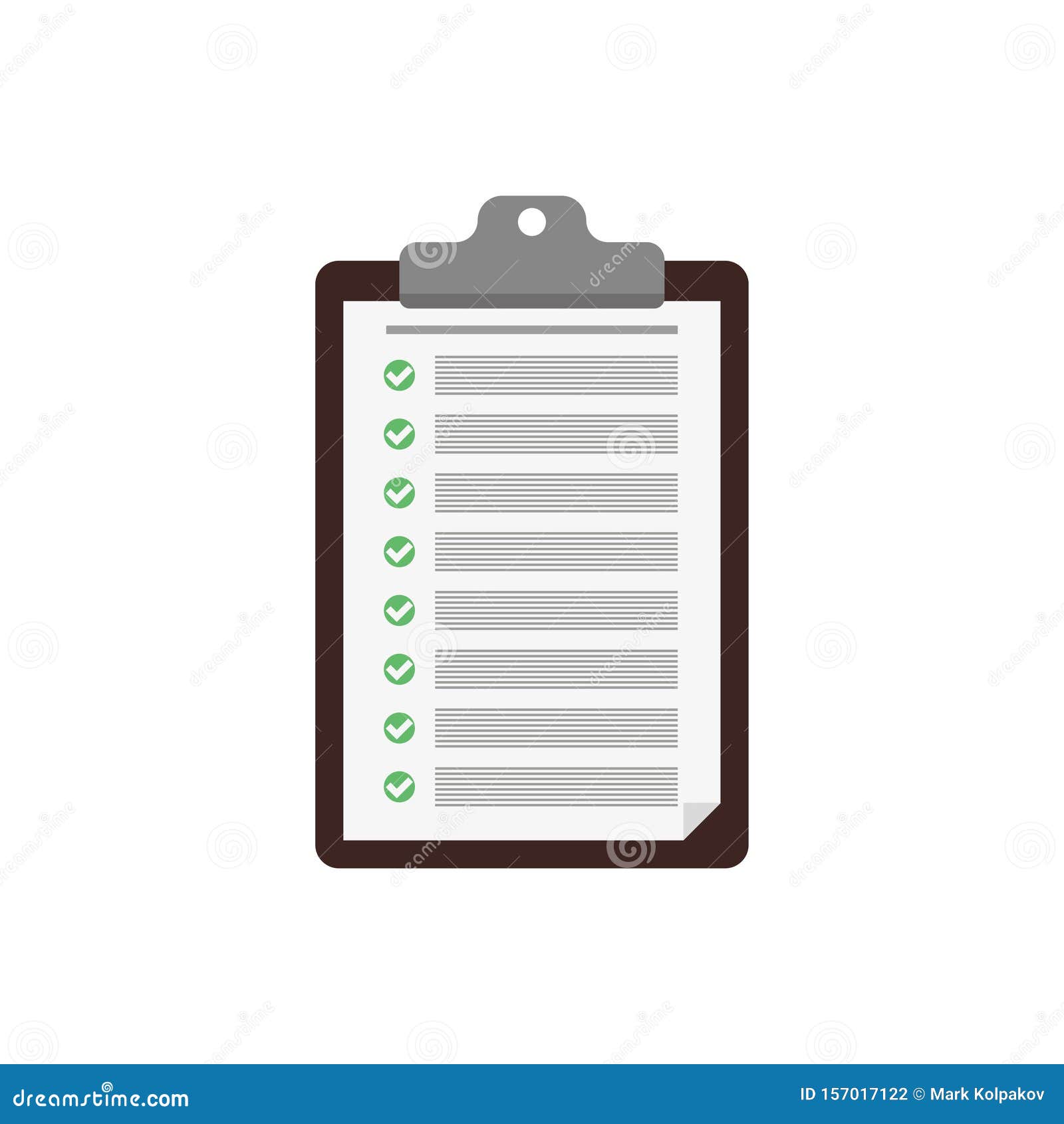 Check Sheet with Green Checkmarks in Flat Stock Vector - Illustration ...