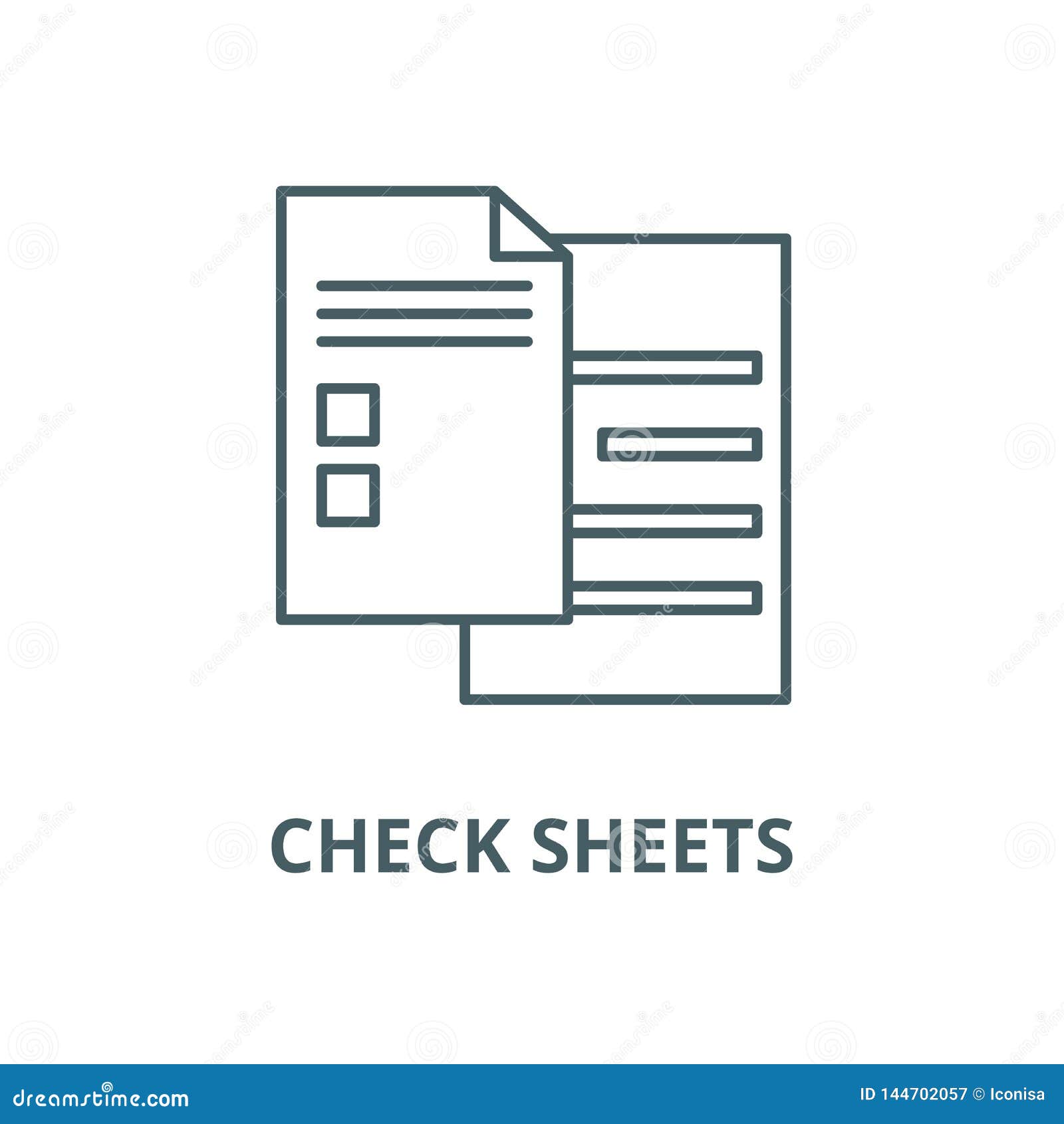 Check Sheets Line Icon, Vector. Check Sheets Outline Sign, Concept ...